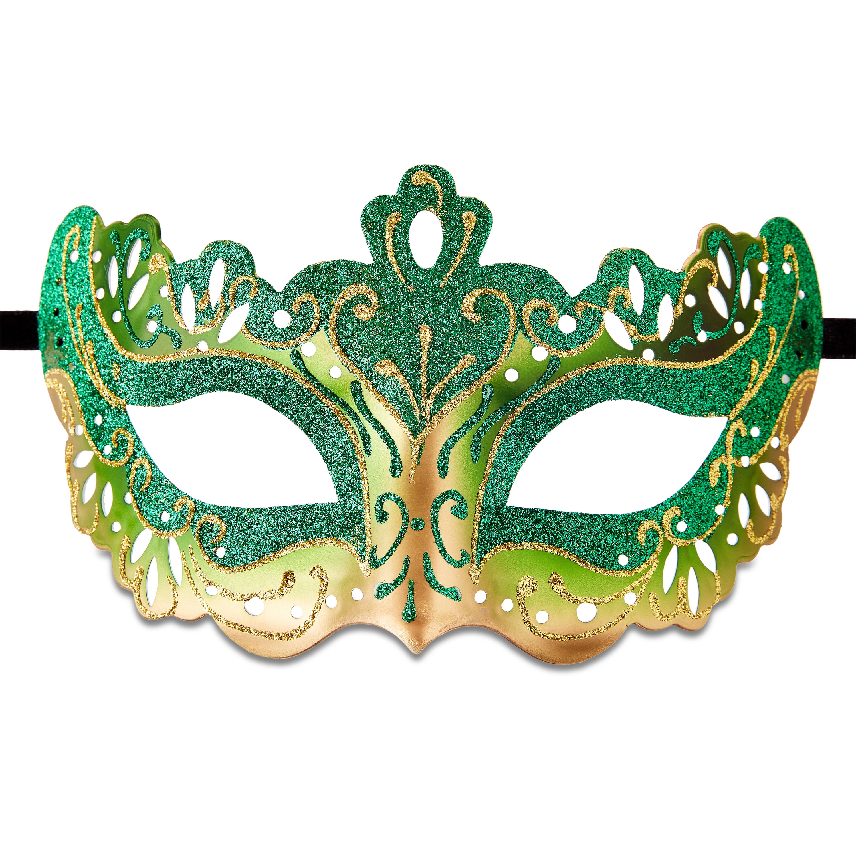 Mardi Gras Glitter Green Mask, for Adults, by Way To Celebrate ...