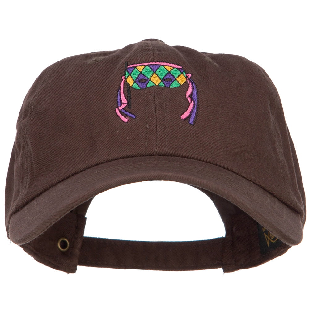Mardi Gras Half Face Mask Embroidered Washed Cap - Brown OSFM - Walmart.com