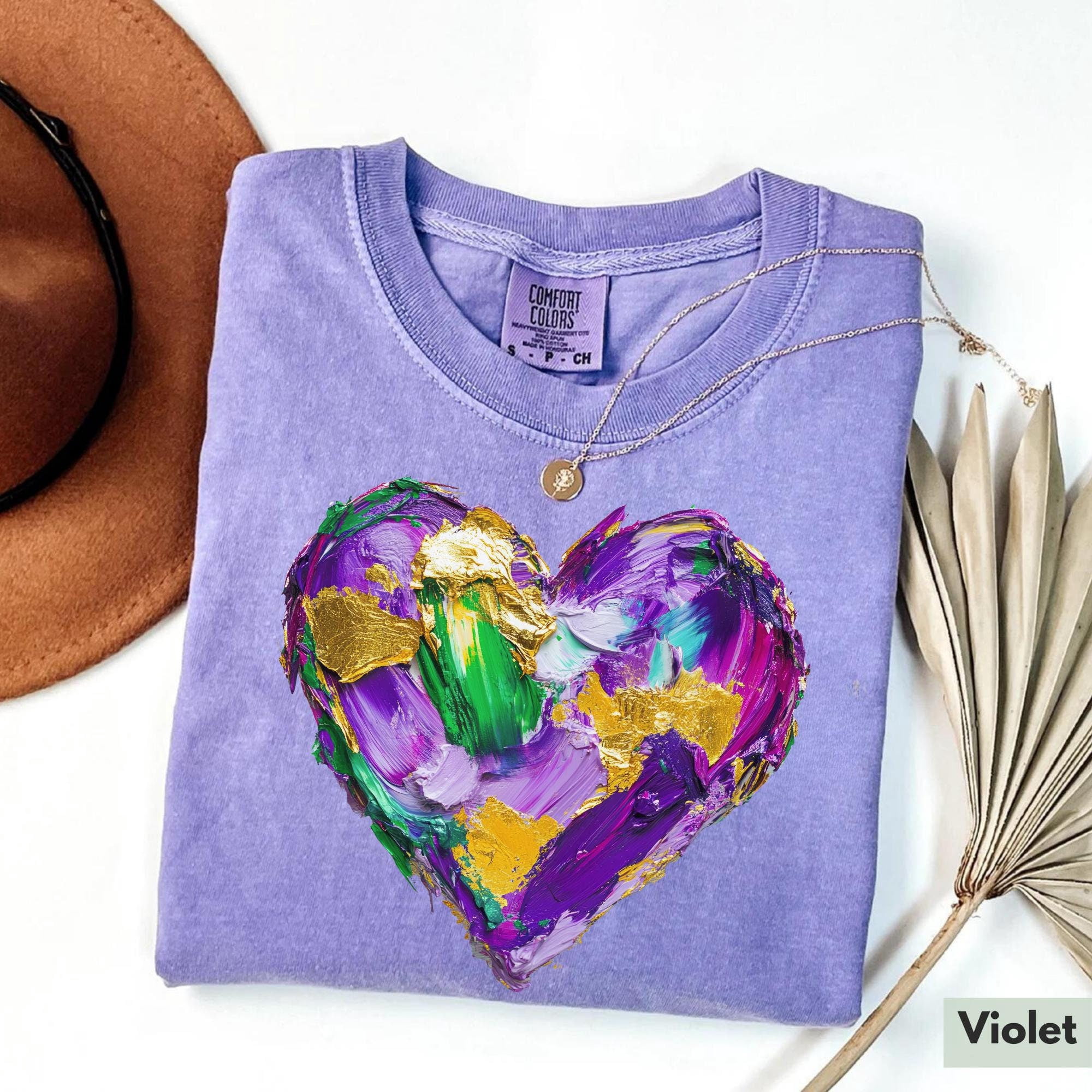 Mardi Gras Heart Shirt Brushstroke Heart TShirt for Mardi Gras Shirt ...