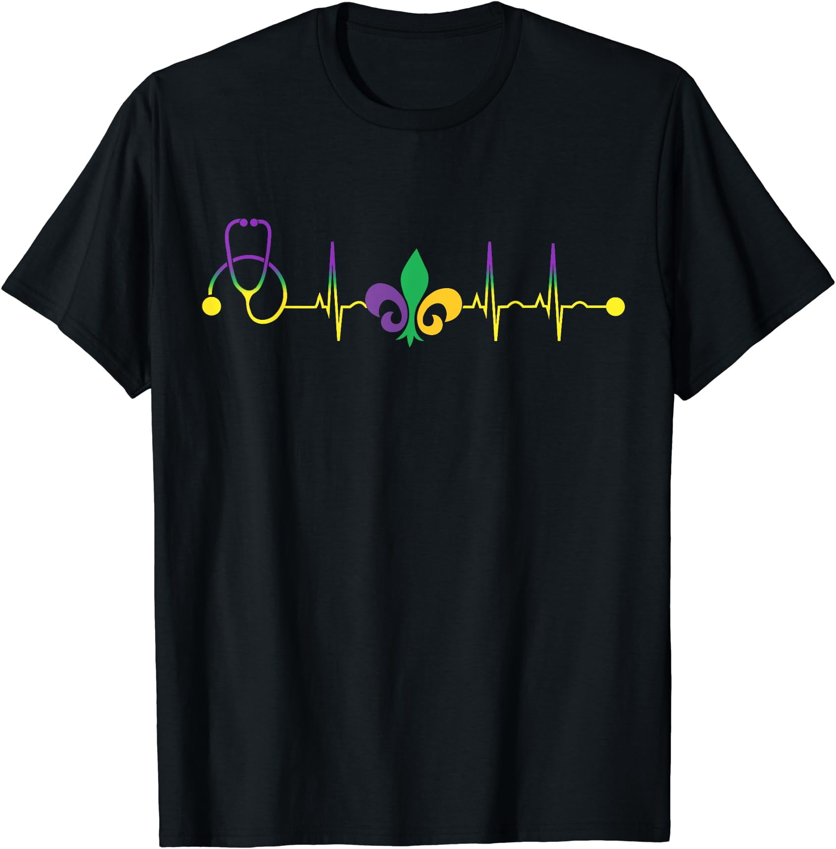 Mardi Gras Heartbeat Stethoscope Scrub RN Nurse Mardi Gras T-Shirt ...