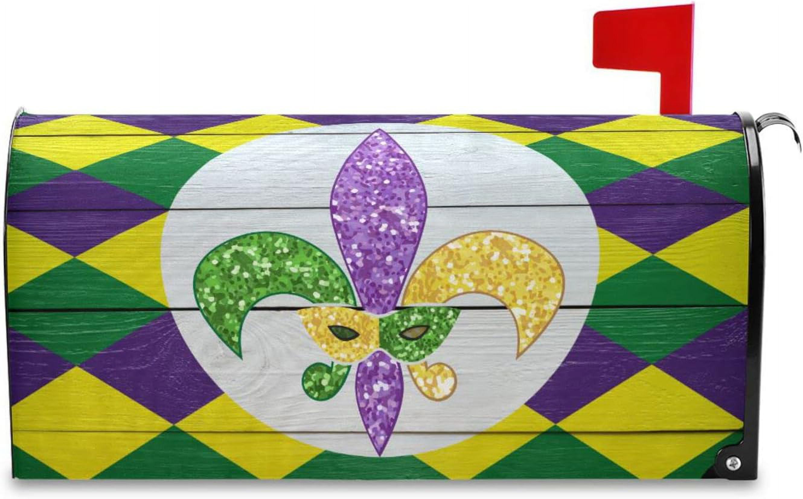 Mardi Gras Holiday Magnetic Mailbox Cover Fleur De Lis Mailbox Covers ...