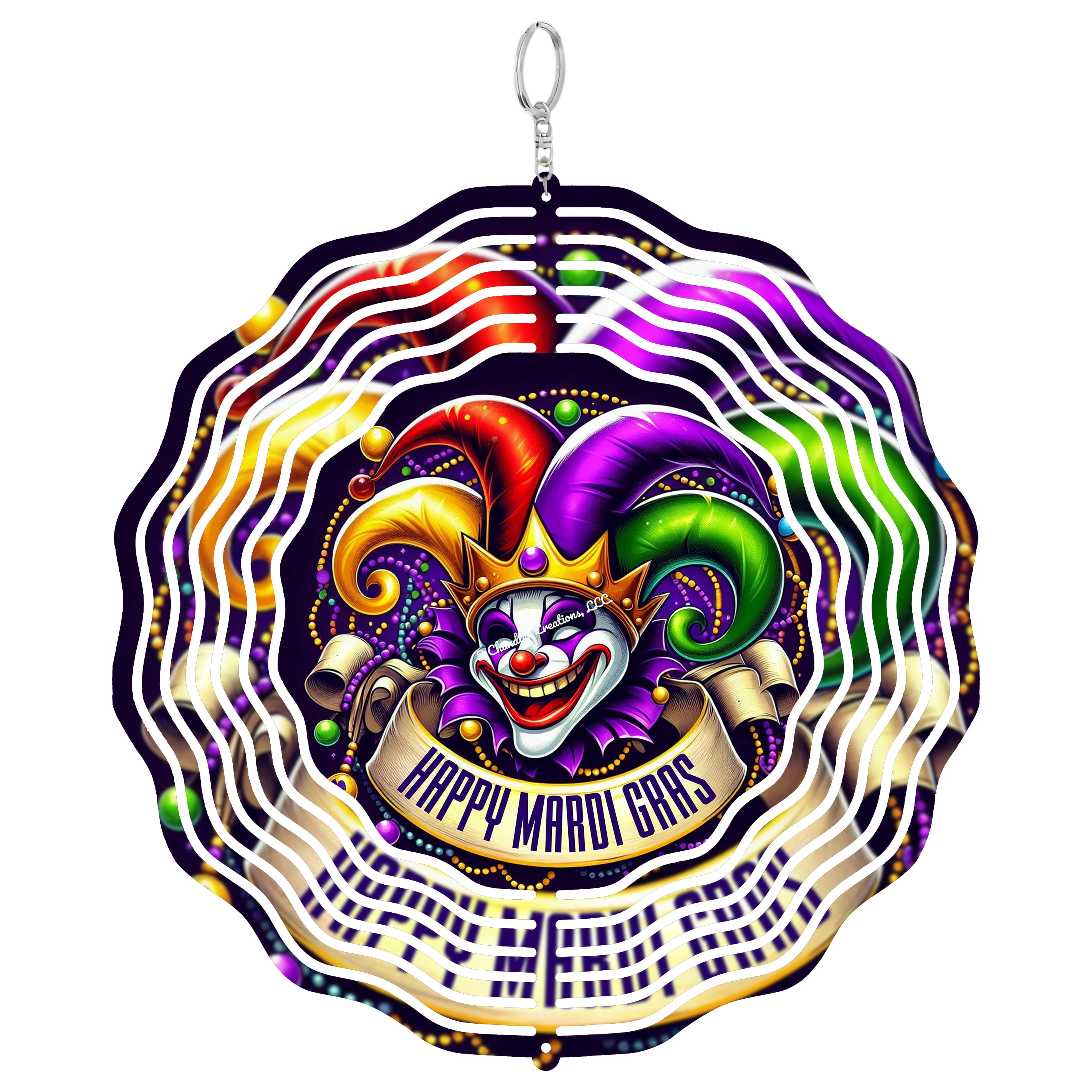 Mardi Gras Jester 3D Wind Spinner Carnival Clown Party Outdoor Hanging ...