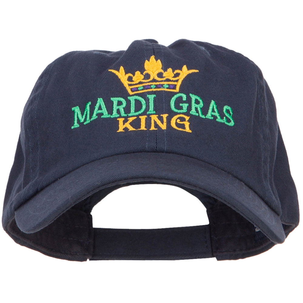 Mardi Gras King with Crown Symbol Embroidered Cotton Cap - Navy OSFM ...