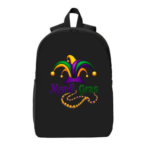 Mardi Gras Laptop Backpack - Colorful Jester Hat Necklace Design Fits ...