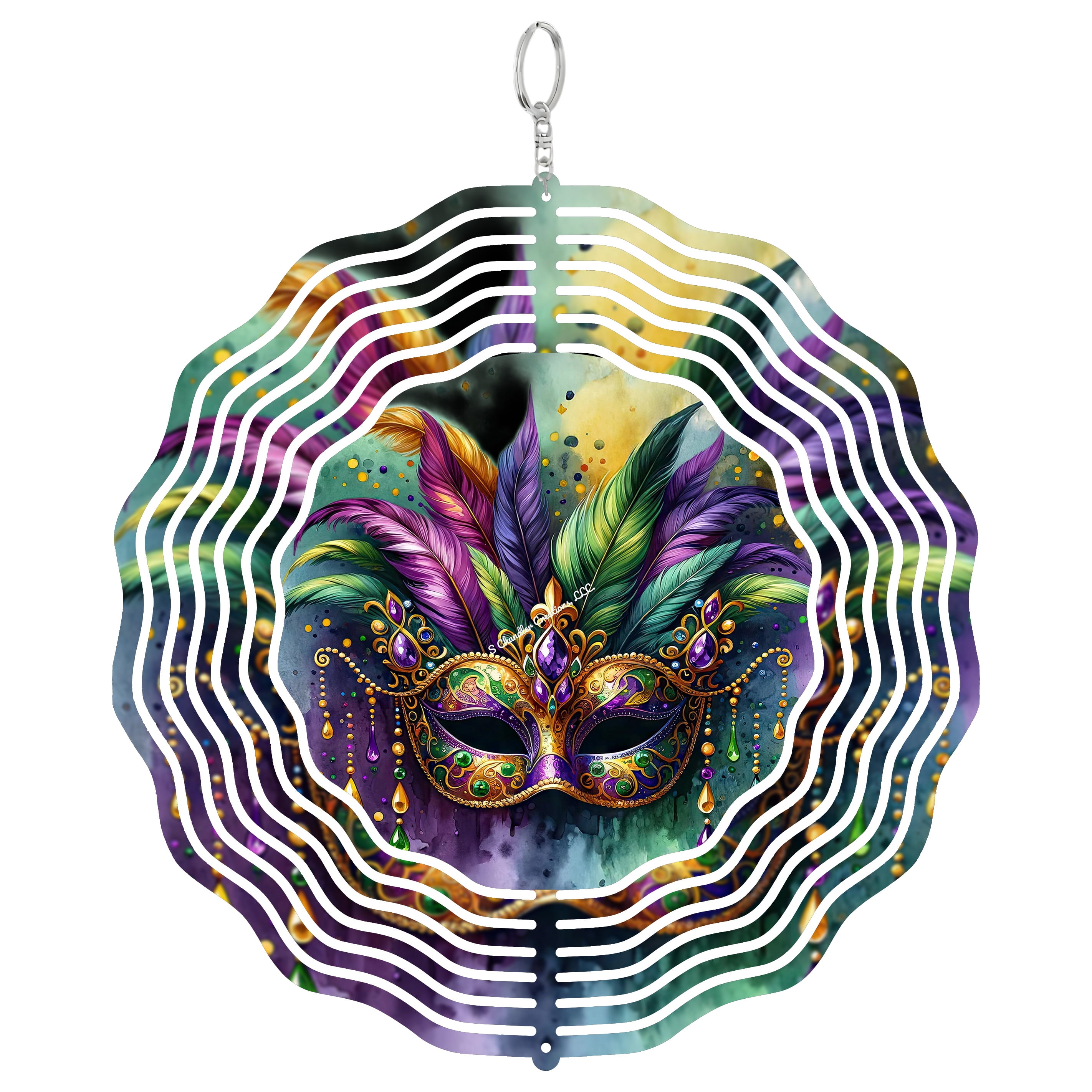 Mardi Gras Mask 3D Wind Spinner, Carnival Holiday Metal Ornament ...