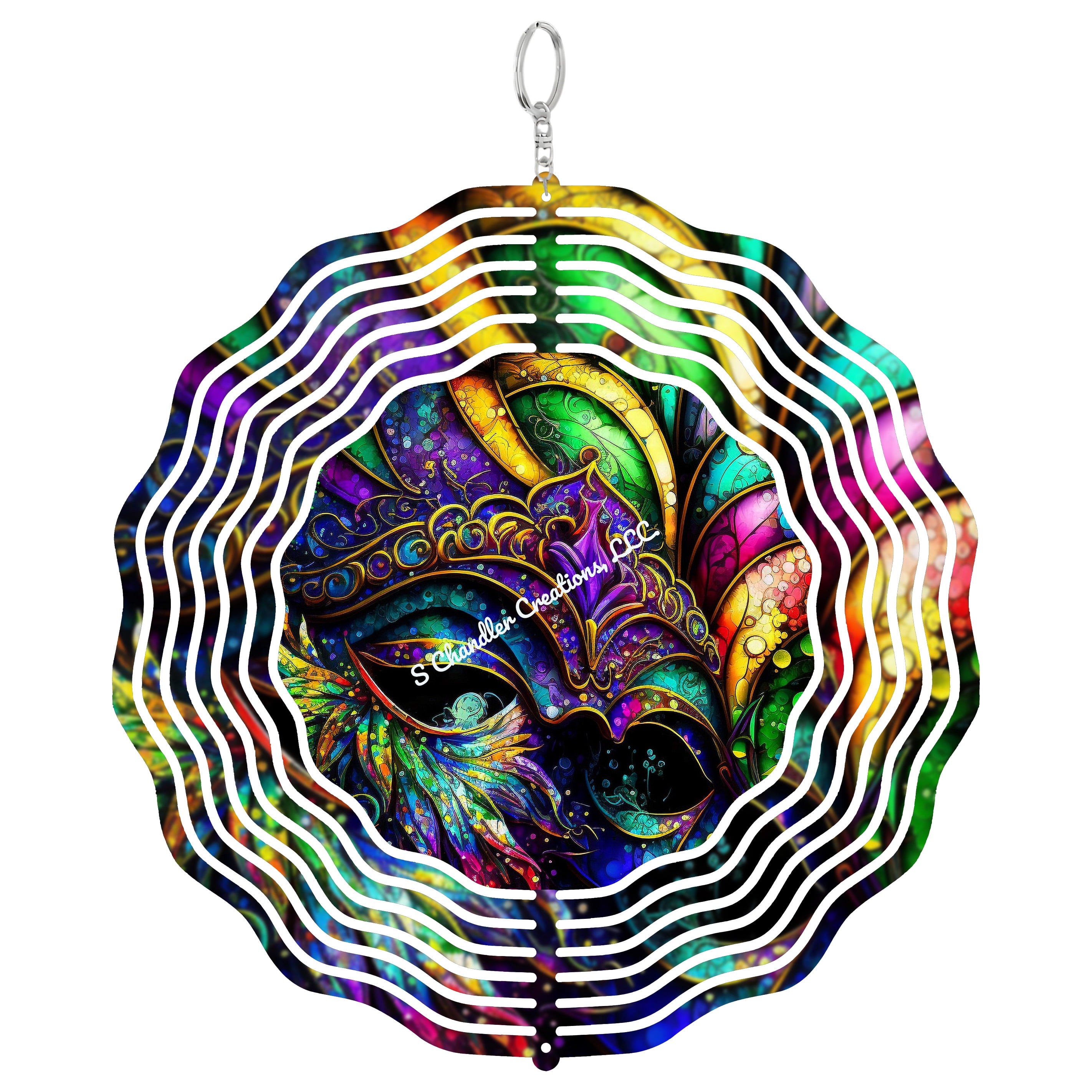 Mardi Gras Mask 3D Wind Spinner, Carnival Party Metal Ornament, Kinetic ...