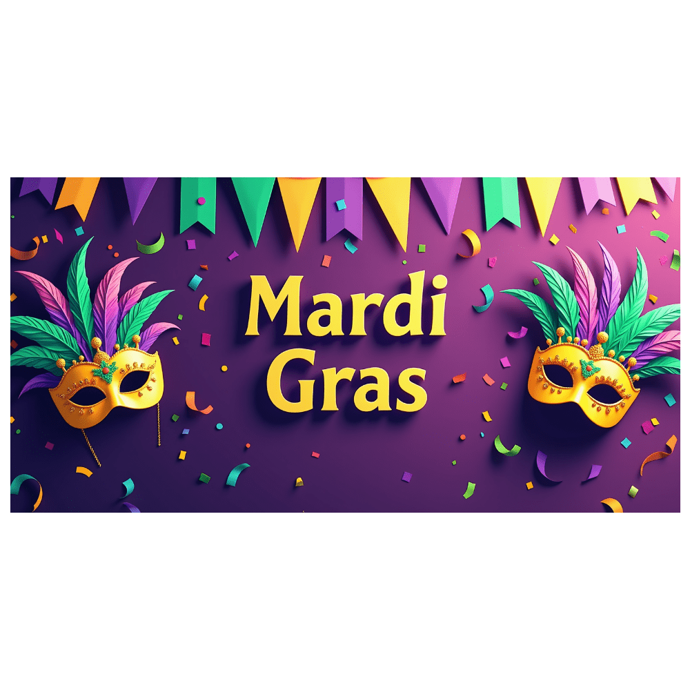 Mardi Gras Mask Banner Happy Celebrations Backdrop Party Decorations ...