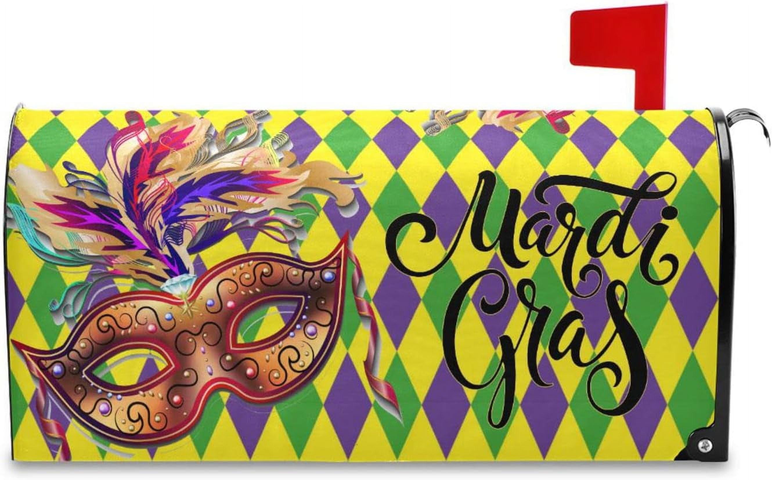 Mardi Gras Mask Magnetic Mailbox Cover Fleur De Lis Carnival Mailbox ...