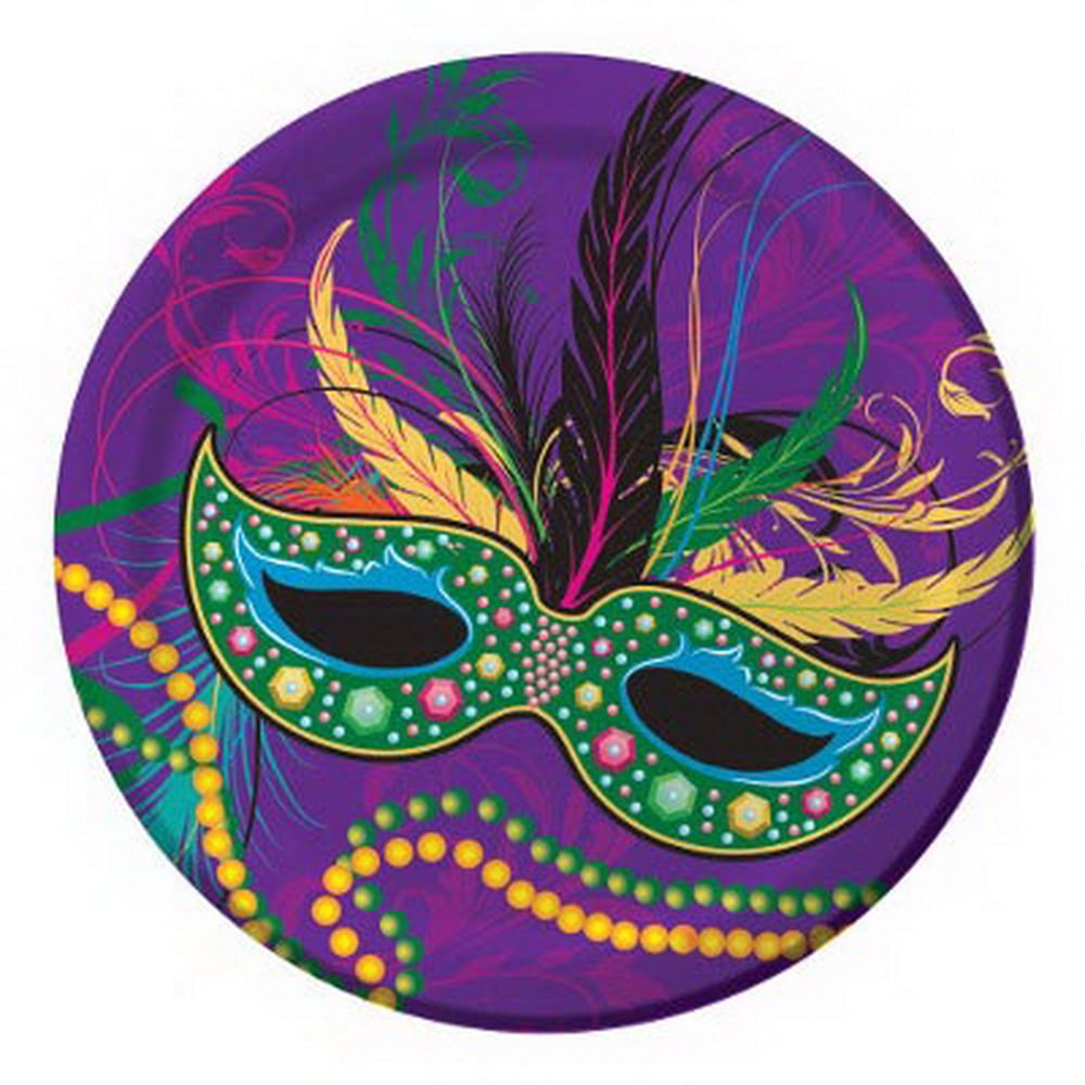 Mardi Gras Masks Dessert Plates, 7", 8pk - Walmart.com