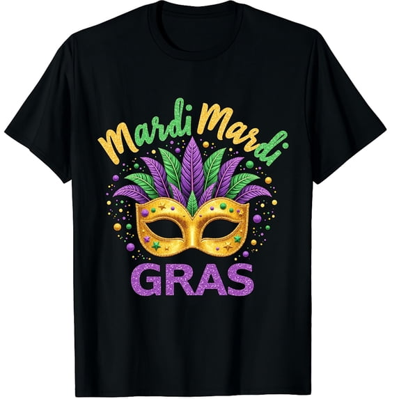 Mardi Gras Masquerade Mask T-Shirt - Festive New Orleans Carnival Party ...