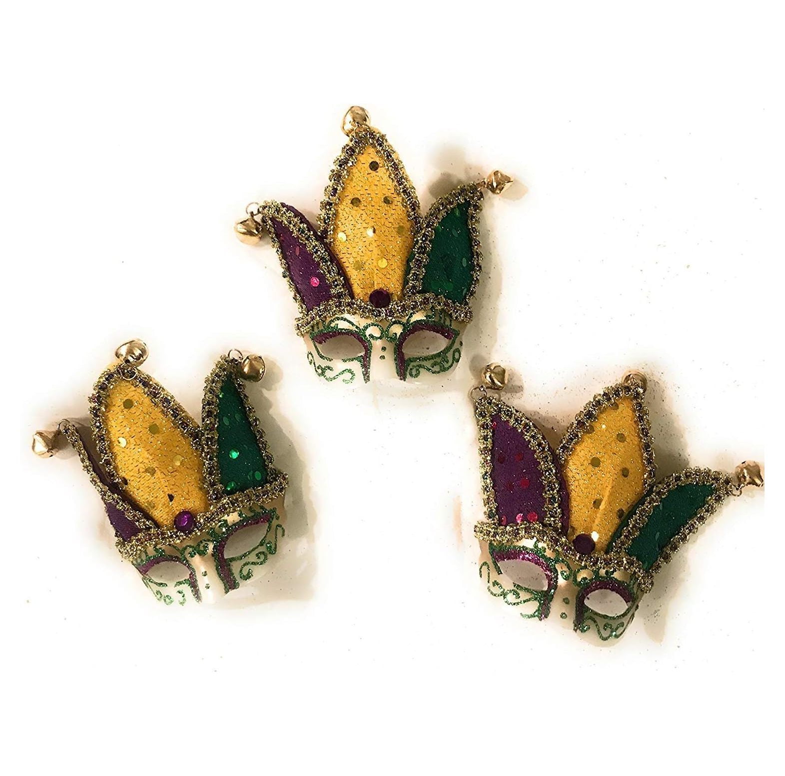 Mardi Gras Mini Jester Mask Magnets, 3 Pack NEW ORLEANS Ornament Decor ...