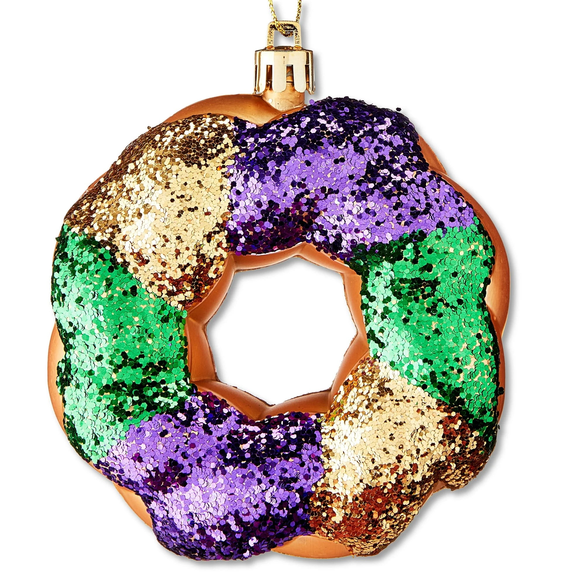 Mardi Gras Multi-Color Glitter King Cake Ornament, 3.9in purple green ...