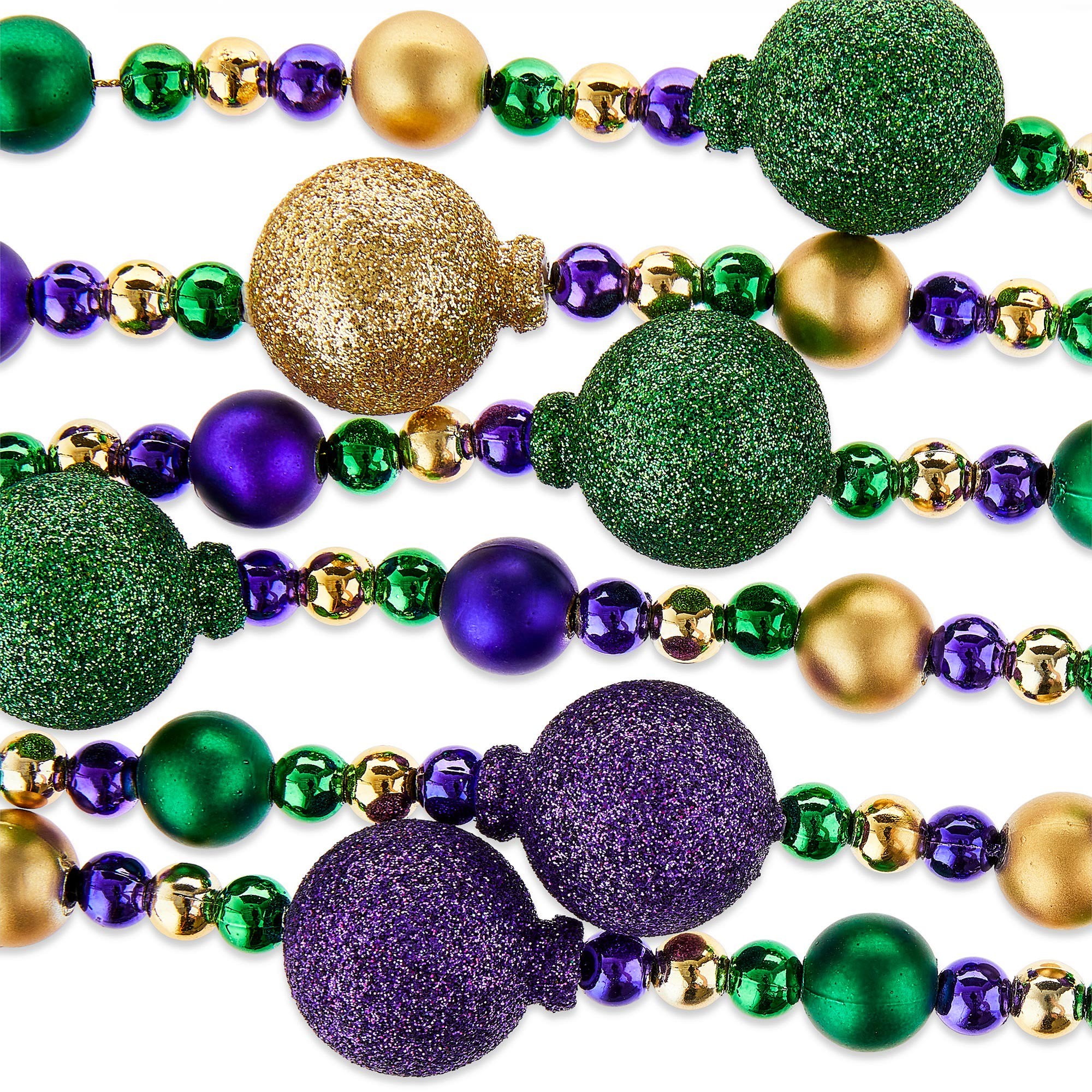 Mardi Gras Multi-Color Shatterproof Ball Garland, 6' Purple Green Gold ...