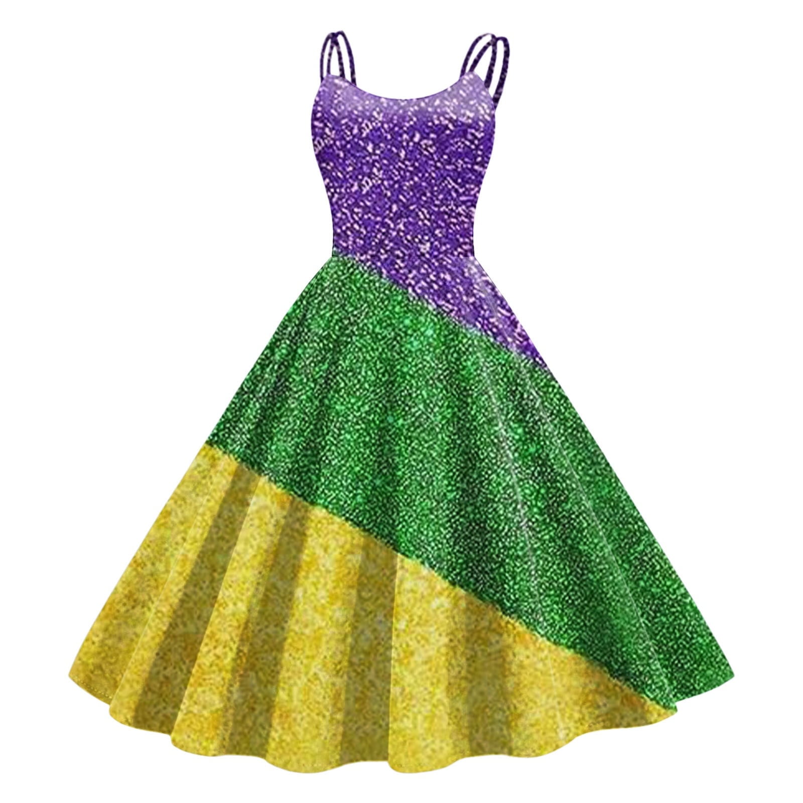 Mardi Gras Outfits Women Sleeveless Knee Length Retro A Line Flared ...