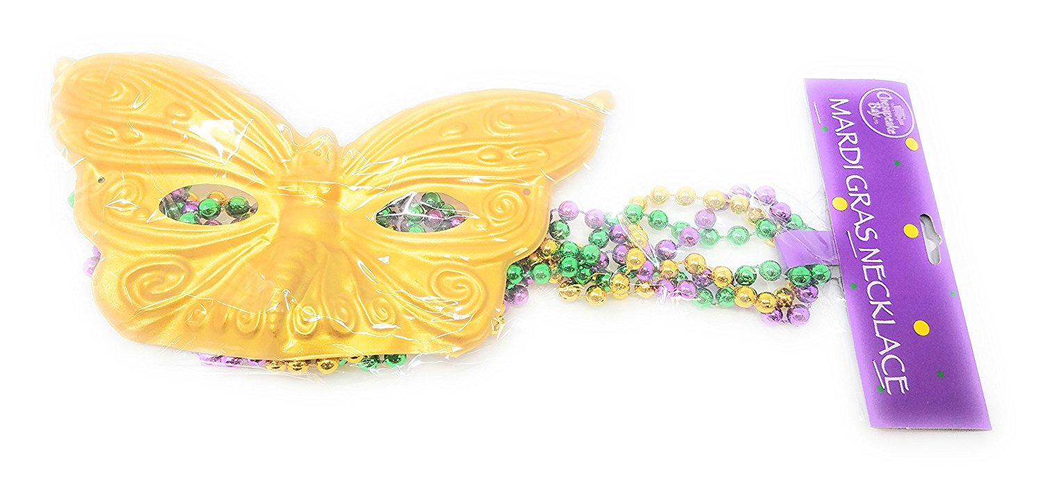 Mardi Gras Party Necklace Mask 18" Butterfly Masquerade Supplies - Cool ...