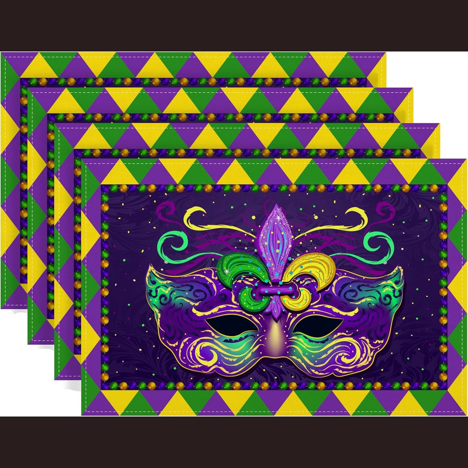 Mardi Gras Placemats Set of 4 New Orleans Brazi Carnival Table Mats Fat ...