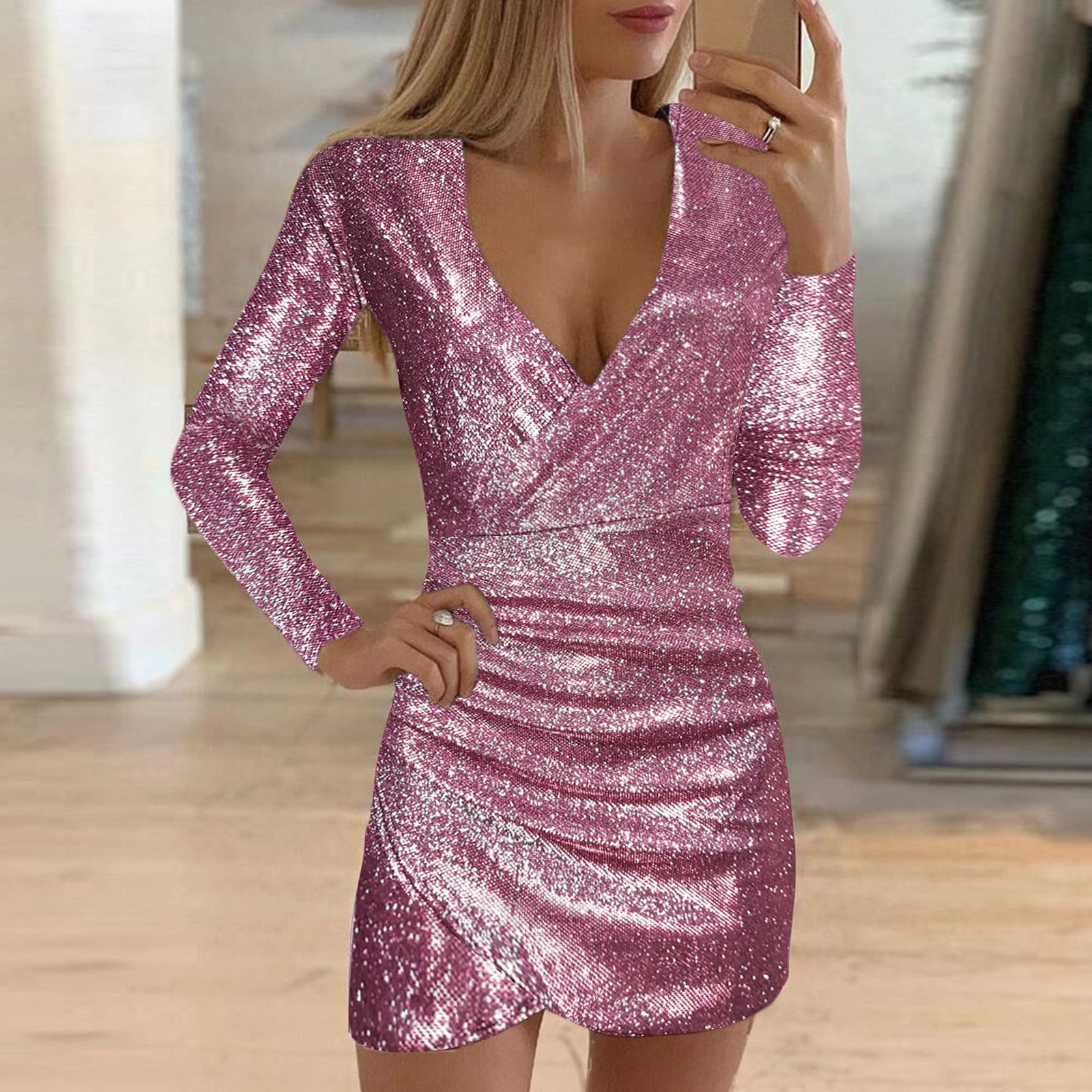 Pink Tiered Dress Women, Long Sleeve Long Summer Dresses for Women 2024 ...