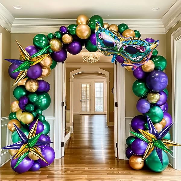 Mardi Gras Purple Green Gold Balloon Garland Arch Kit 101 Pcs with ...