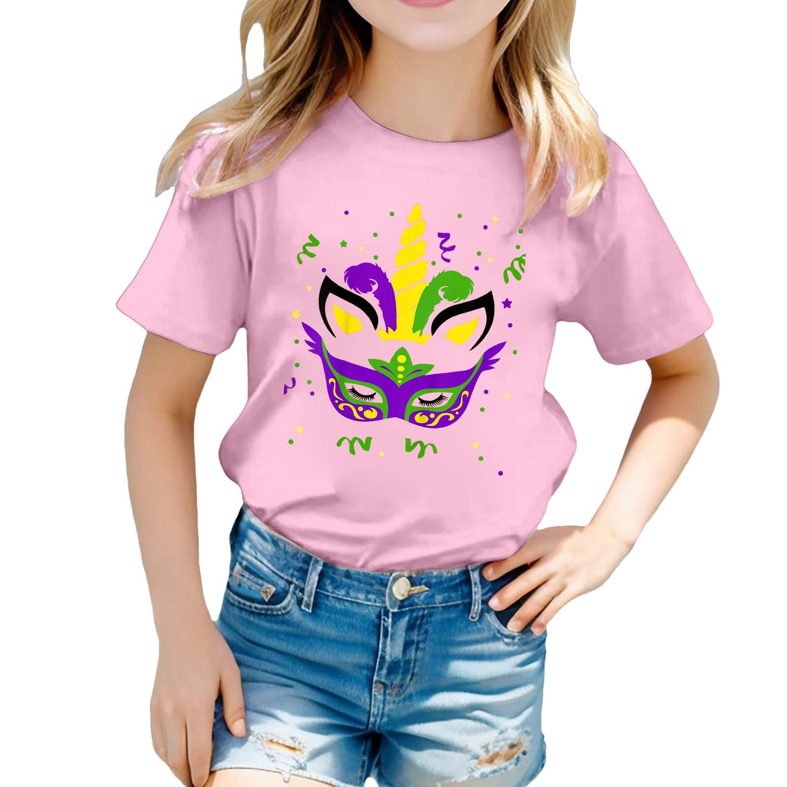 Mardi Gras Shirts Kids Boys Girls Short Sleeve T-Shirt Casual Crewneck ...