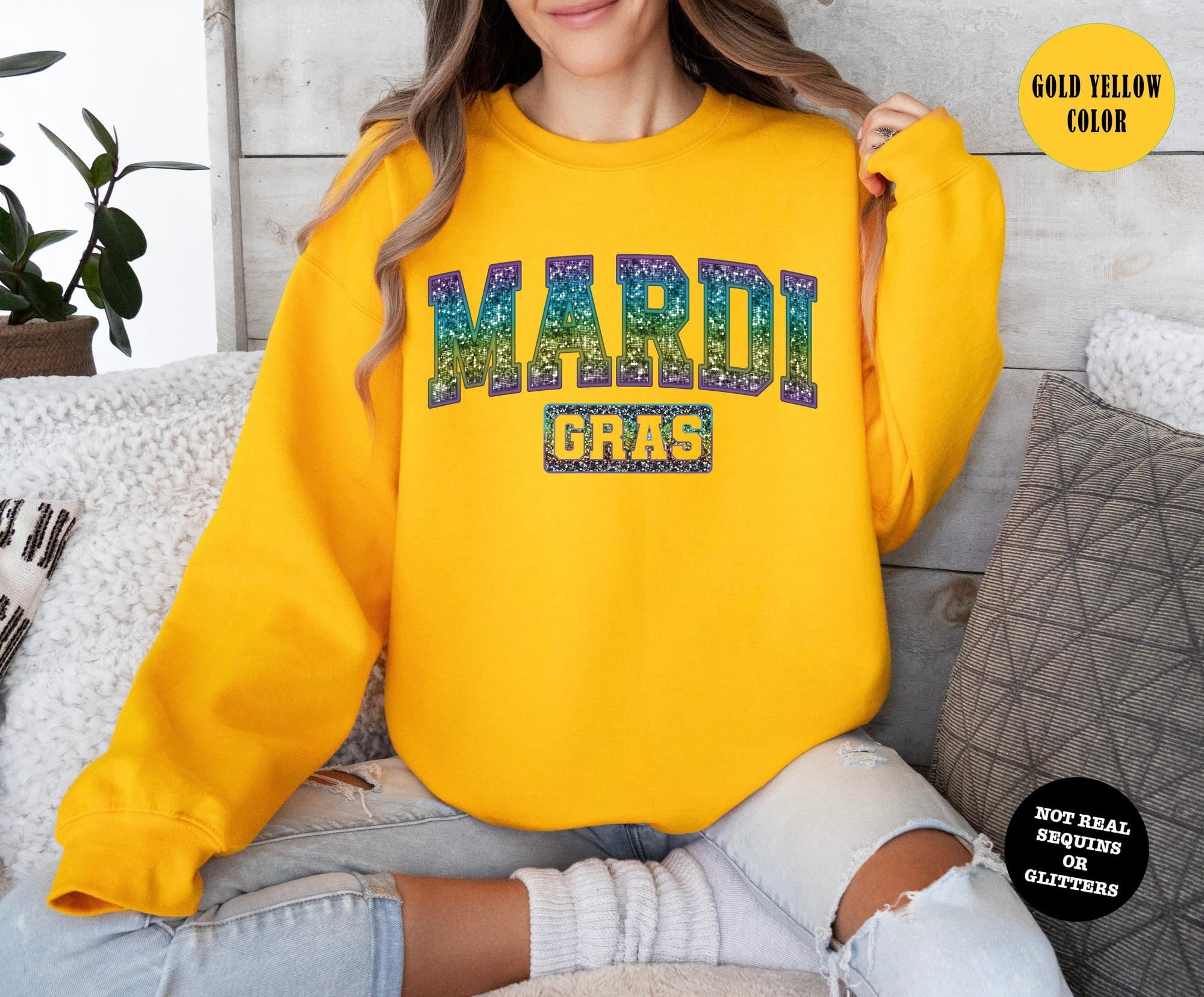 Mardi Gras TShirt Faux Glitter Print Womens 2026 Gift - Walmart.com