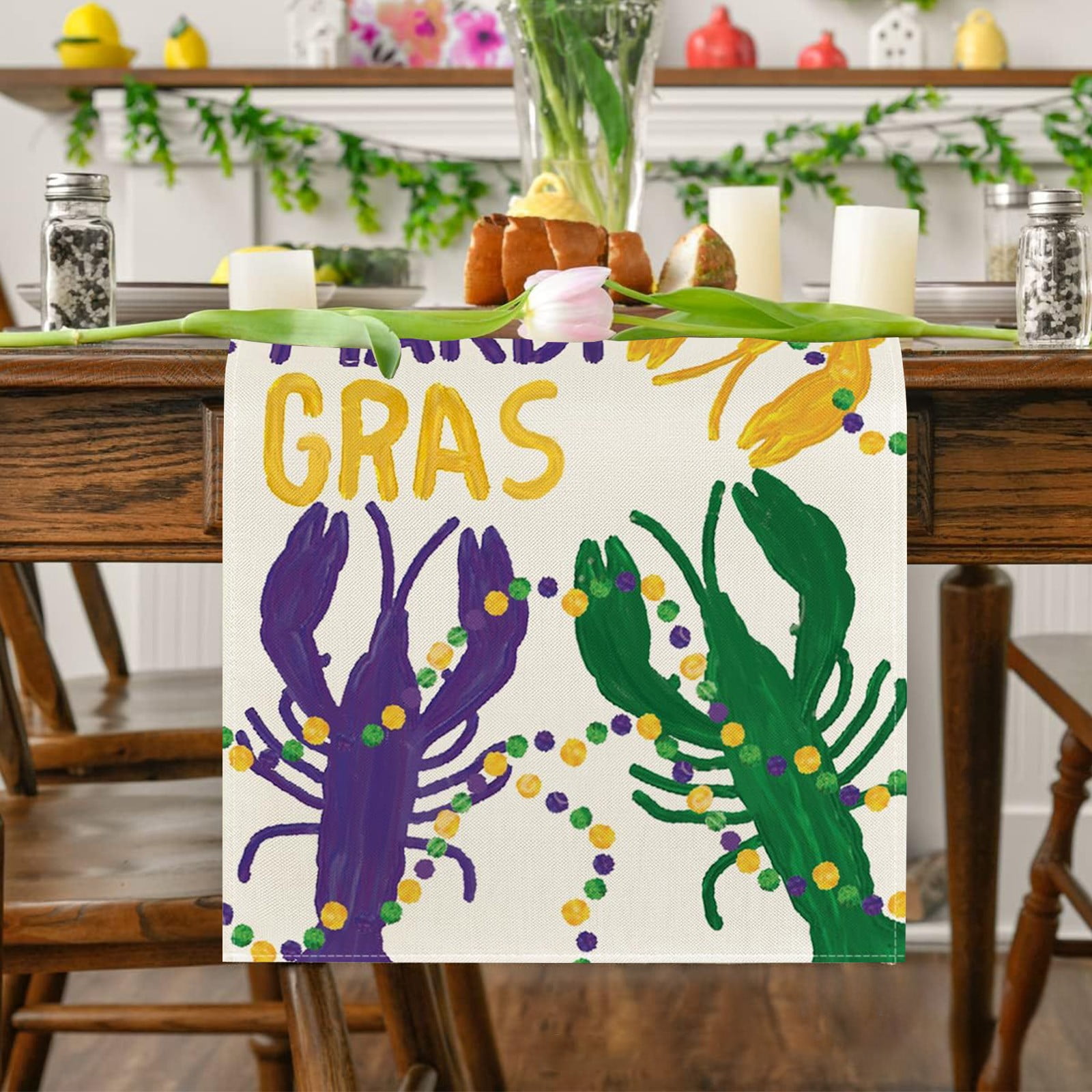 Mardi Gras Table Runner 70.87x12.99in Fleur De Lis Purple Carnival ...