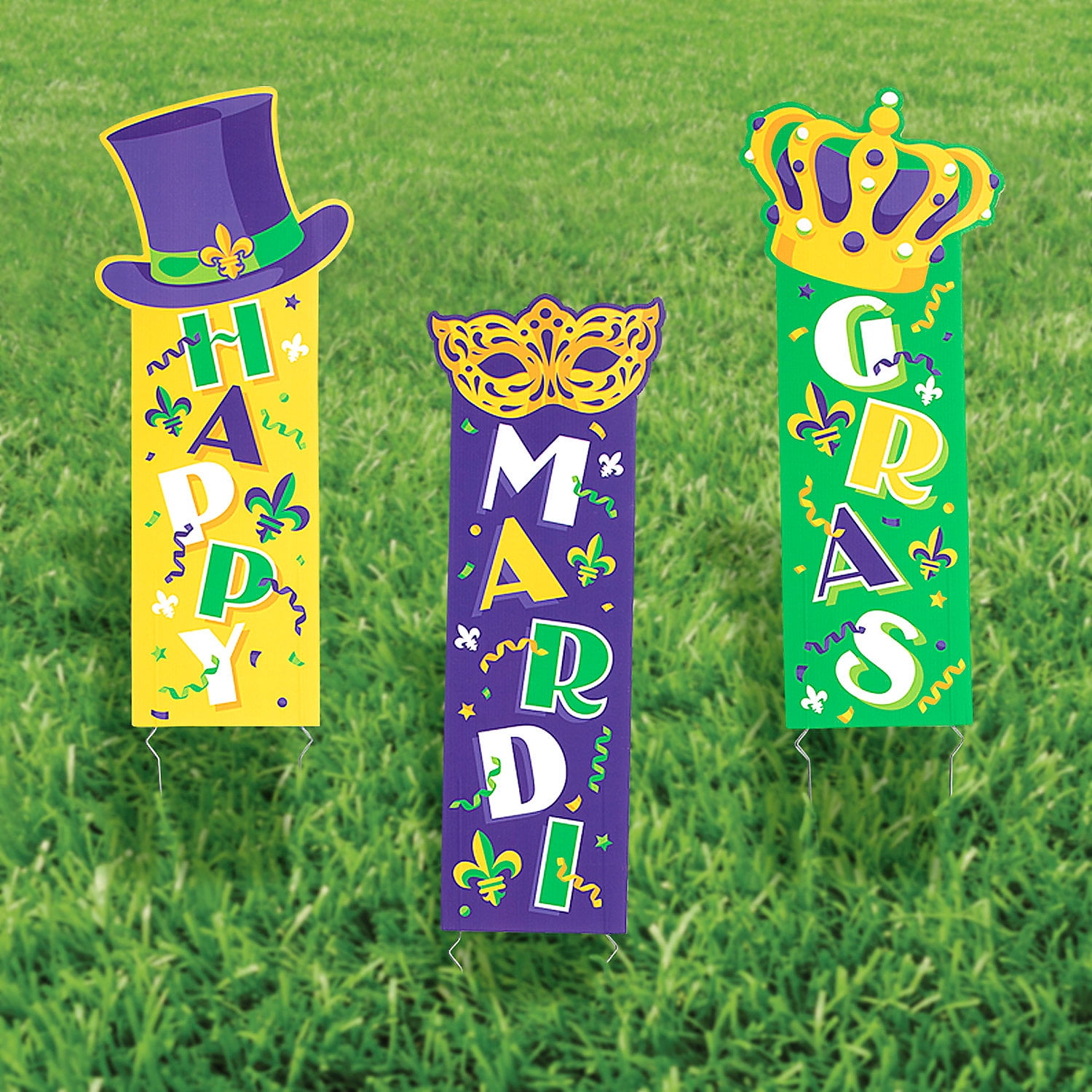 Mardi Gras Vertical Yard Signs - 3 Pieces - Walmart.com