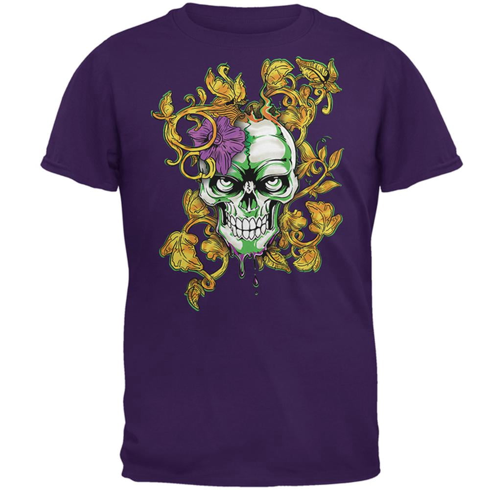 Mardi Gras Voodoo Zombie Skull Mens T Shirt Purple X-LG - Walmart ...