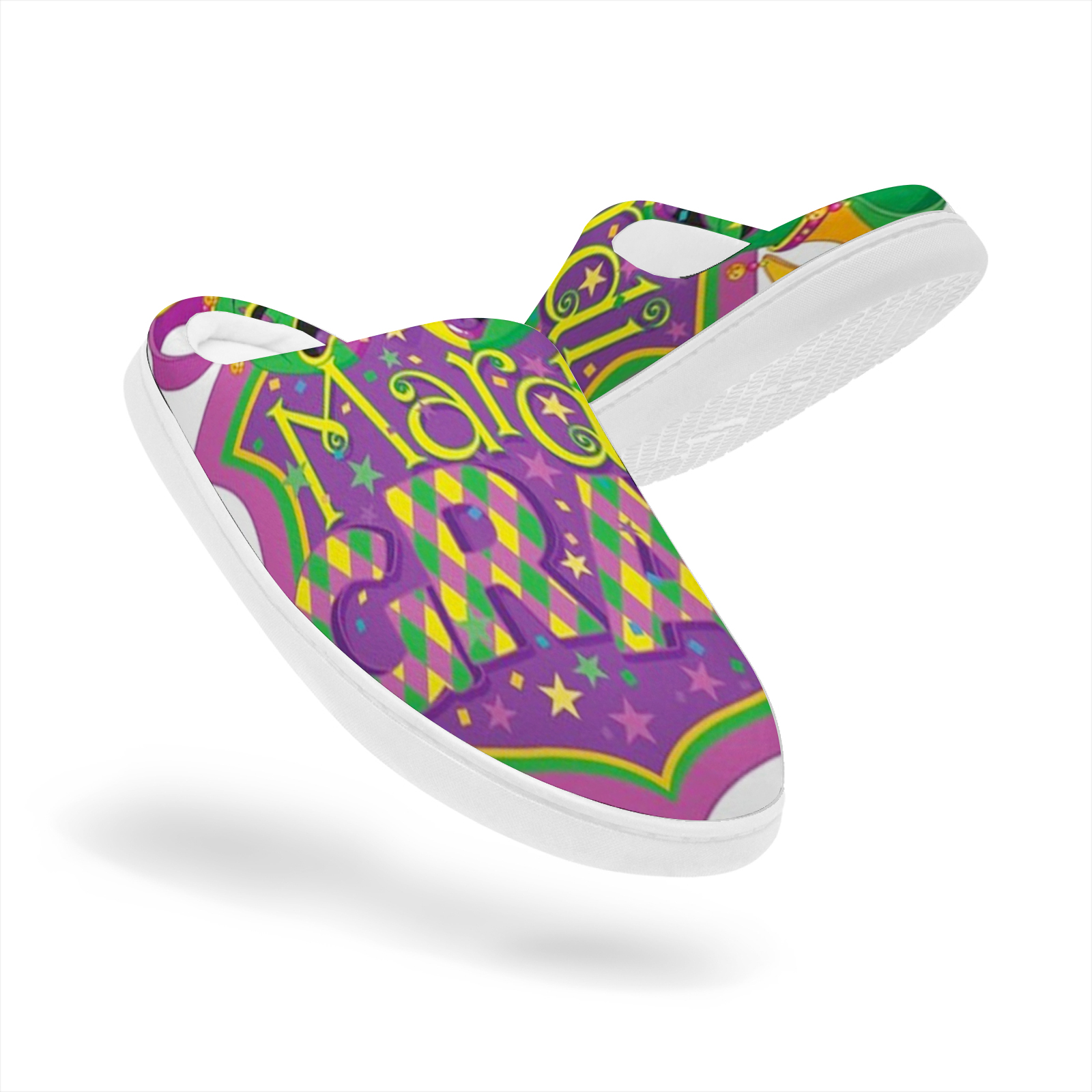 Mardi Gras,Womens Cozy Scuff Slippers Slip On,Mardi Gras Comedy and ...