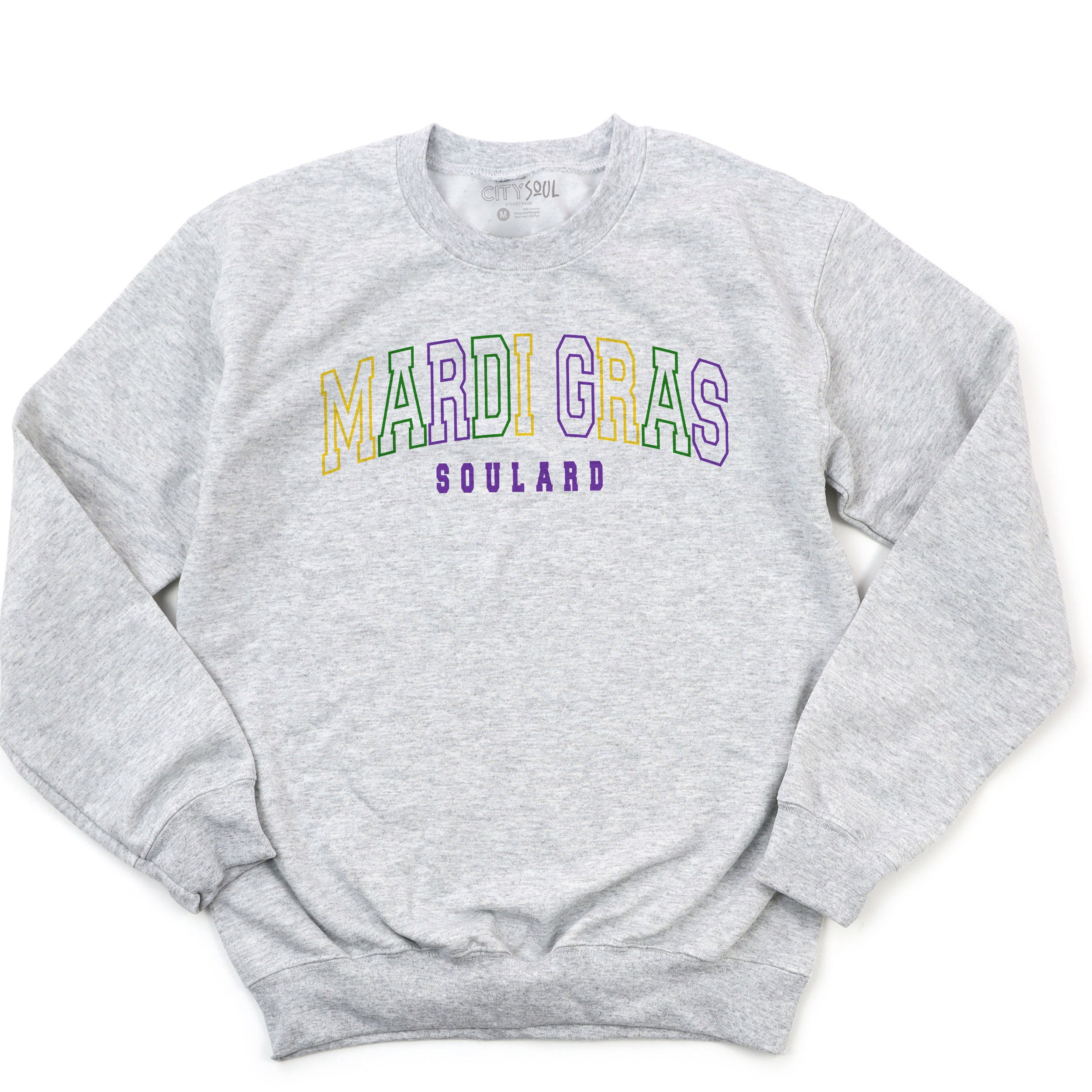 Mardi Gras party sweatshirt | collegiate block font mardi gras soulard ...