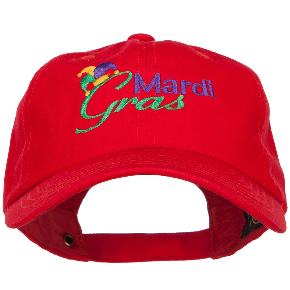 Mardi Gras with Jester Hat Embroidered Washed Cap - Red OSFM - Walmart.com