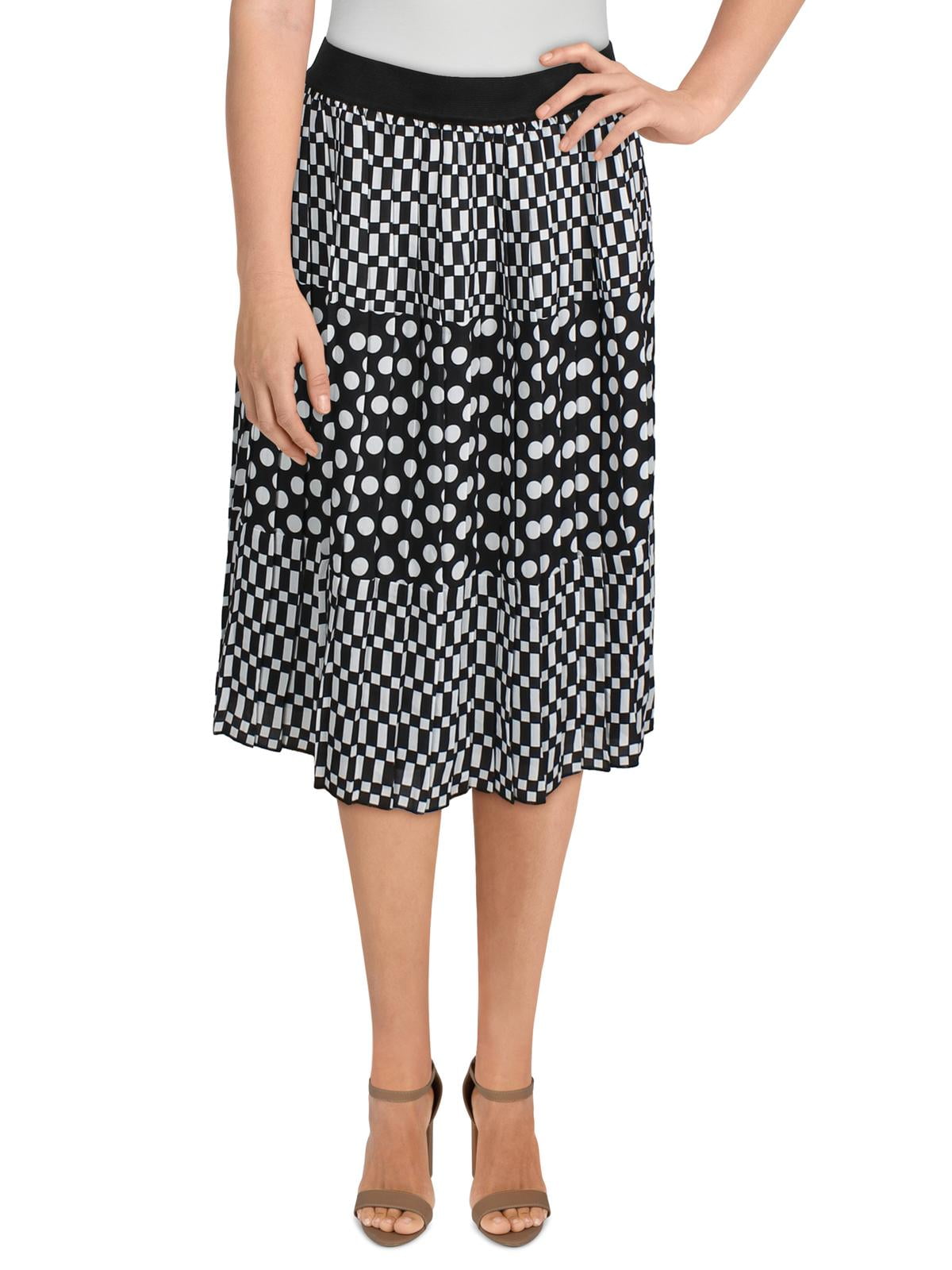 Maree Pour Toi Womens Colorblock Mix Print Pleated Skirt B/W XL ...