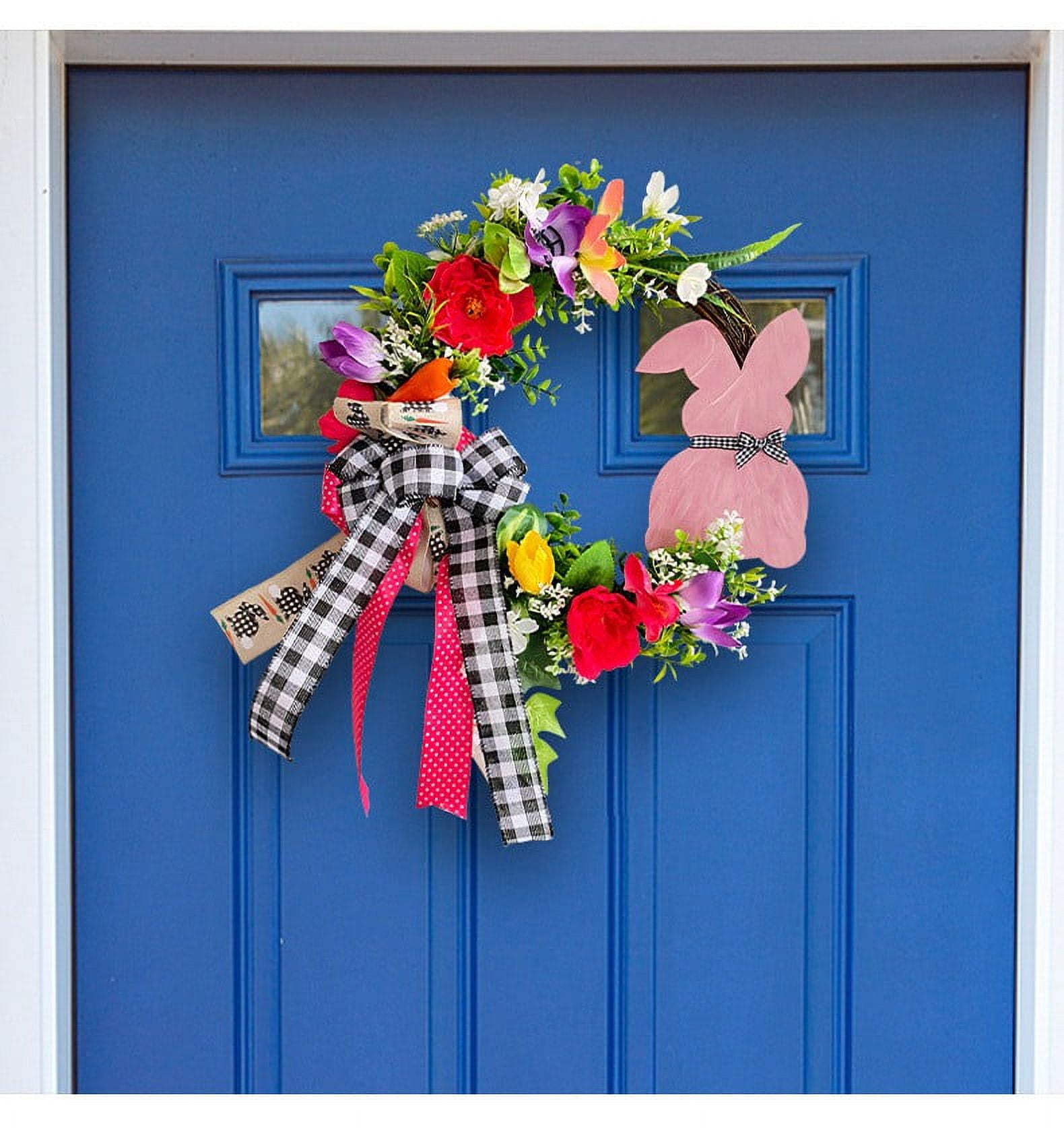 Mareep Easter Wooden Sign with Natural Branch Wreath - Rustic Bunny ...