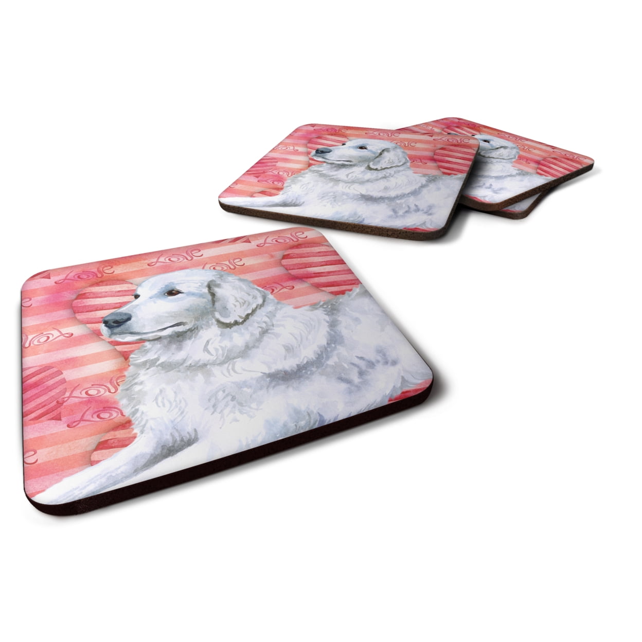 Maremma Sheepdog Love Foam Coaster Set of 4 Red - Walmart.com
