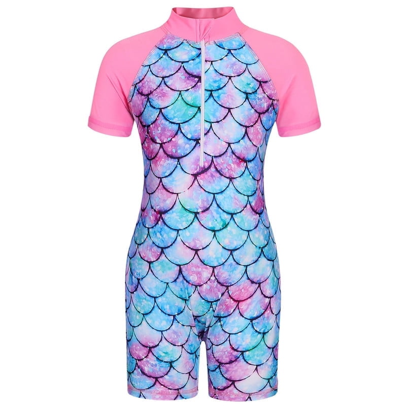 Marendyee Girls Mermaid Swimsuit One Piece Bathing Suit Zipper with UPF ...