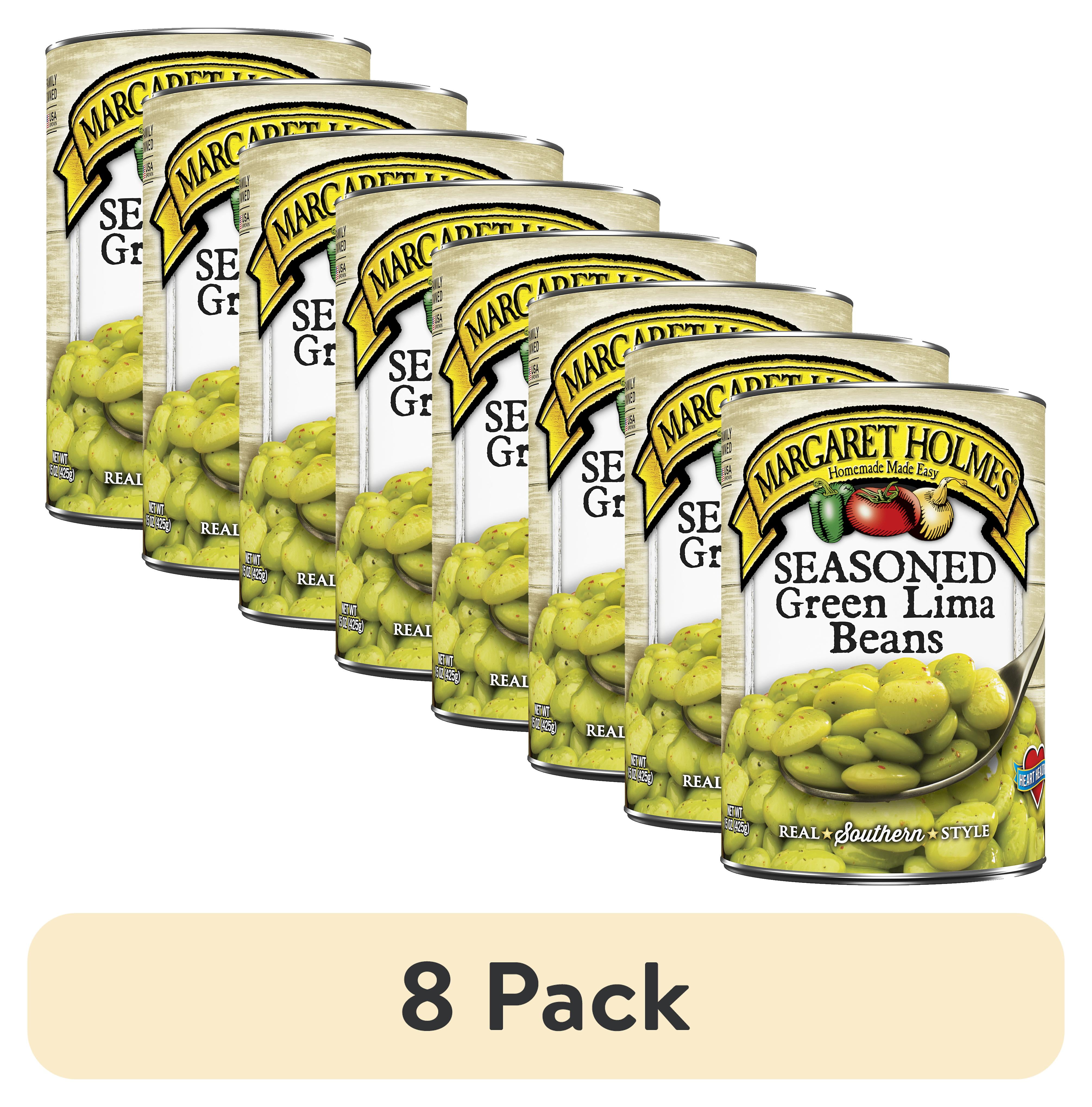 (8 pack) Margaret Holmes Seasoned Green Lima Beans, Canned Beans, 15 oz ...