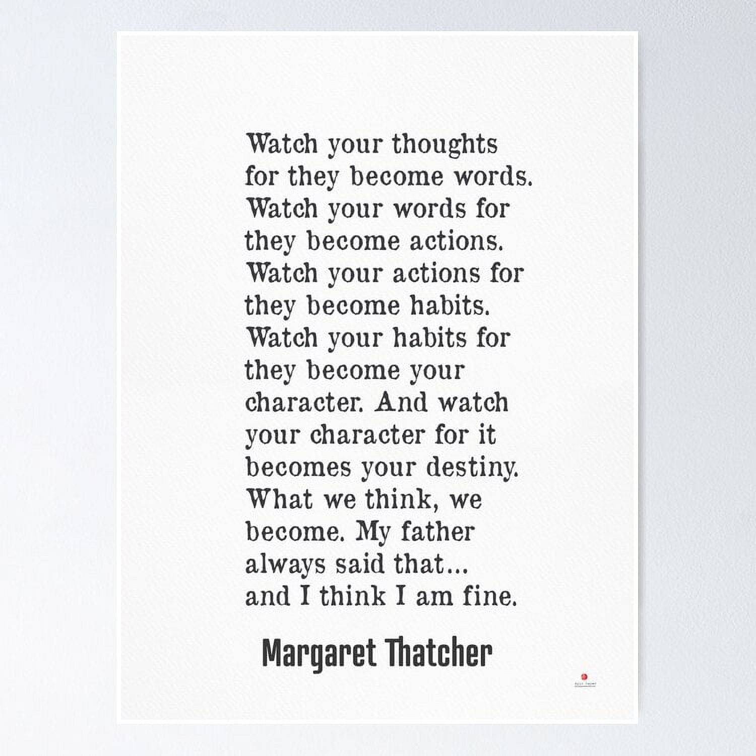 Margaret Thatcher Quote Poster- Unframed Poster | Wall Art | Perfect ...