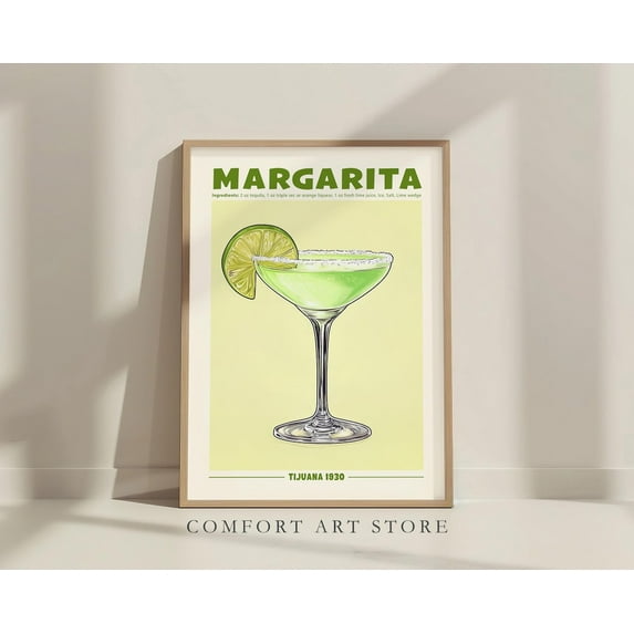 Margarita Cocktail Print Cocktail Poster Alcohol Cocktail Margarita ...