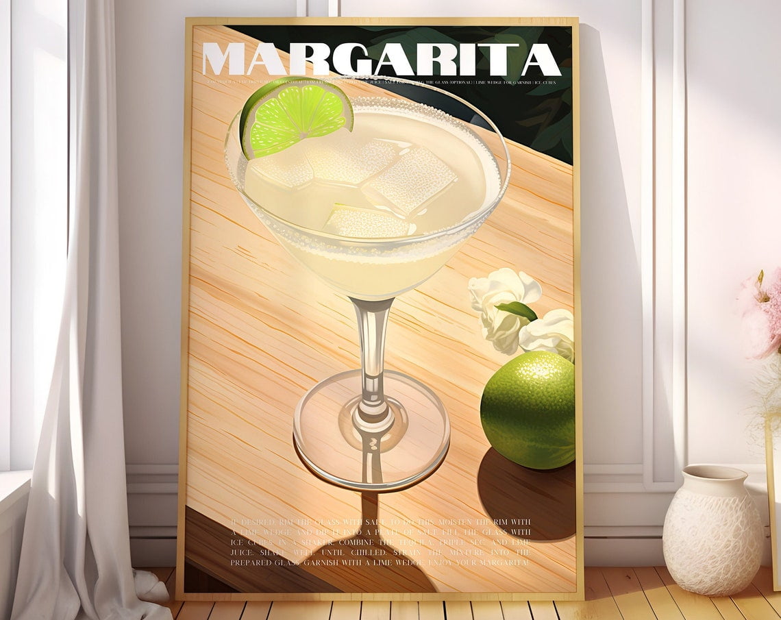 Margarita Coctail Print - Bar Cocktail Poster - Bar And Kitchen Poster ...
