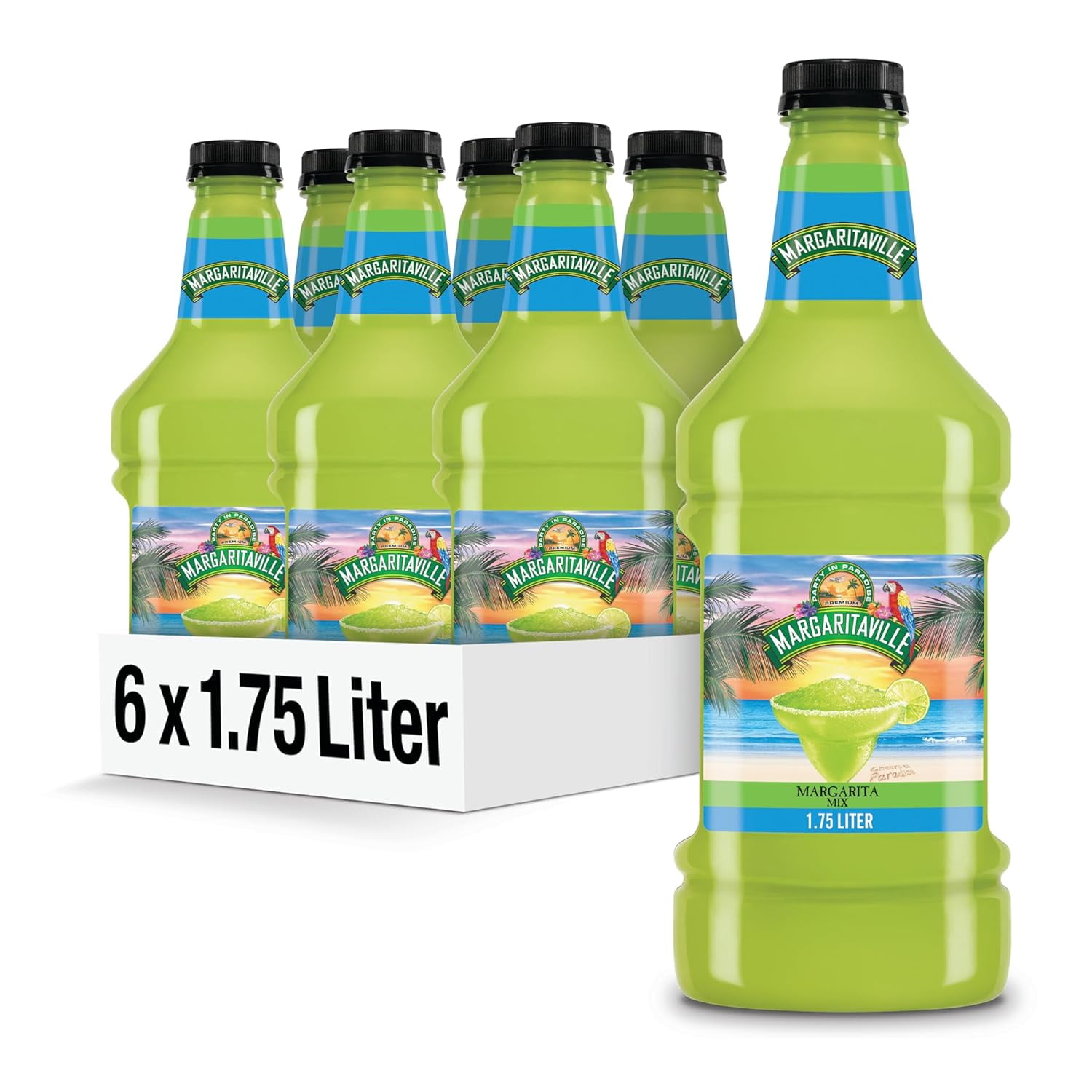 Margarita Mix, 1.75 L bottle (Pack of 6), Fresh Lime Flavored Cocktail Mixer, Premium ...