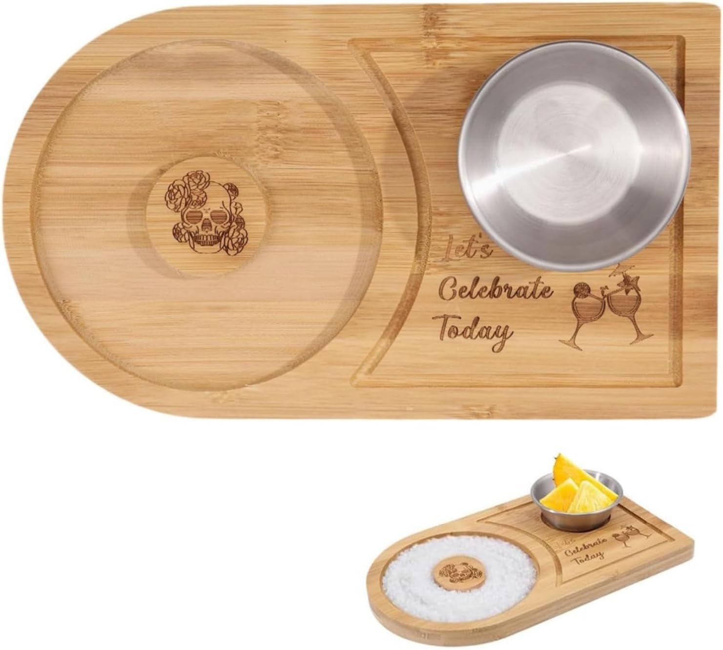 Margarita Salt Rimmer Set 4.7" Rims Bamboo Wood Glass Rimmer with ...