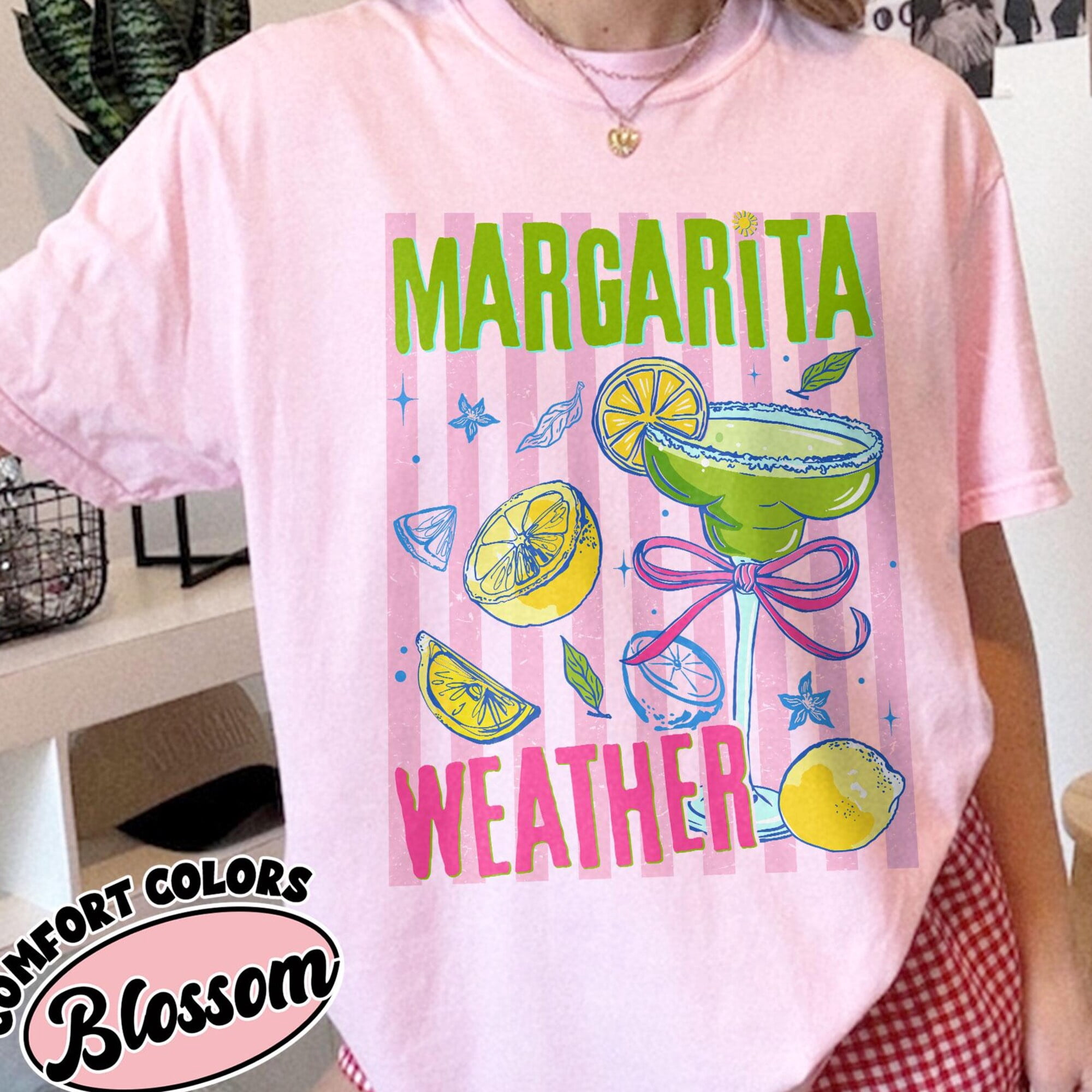 Margarita Weather Shirt Summer Striped Tshirt Preppy Summertime Tee ...