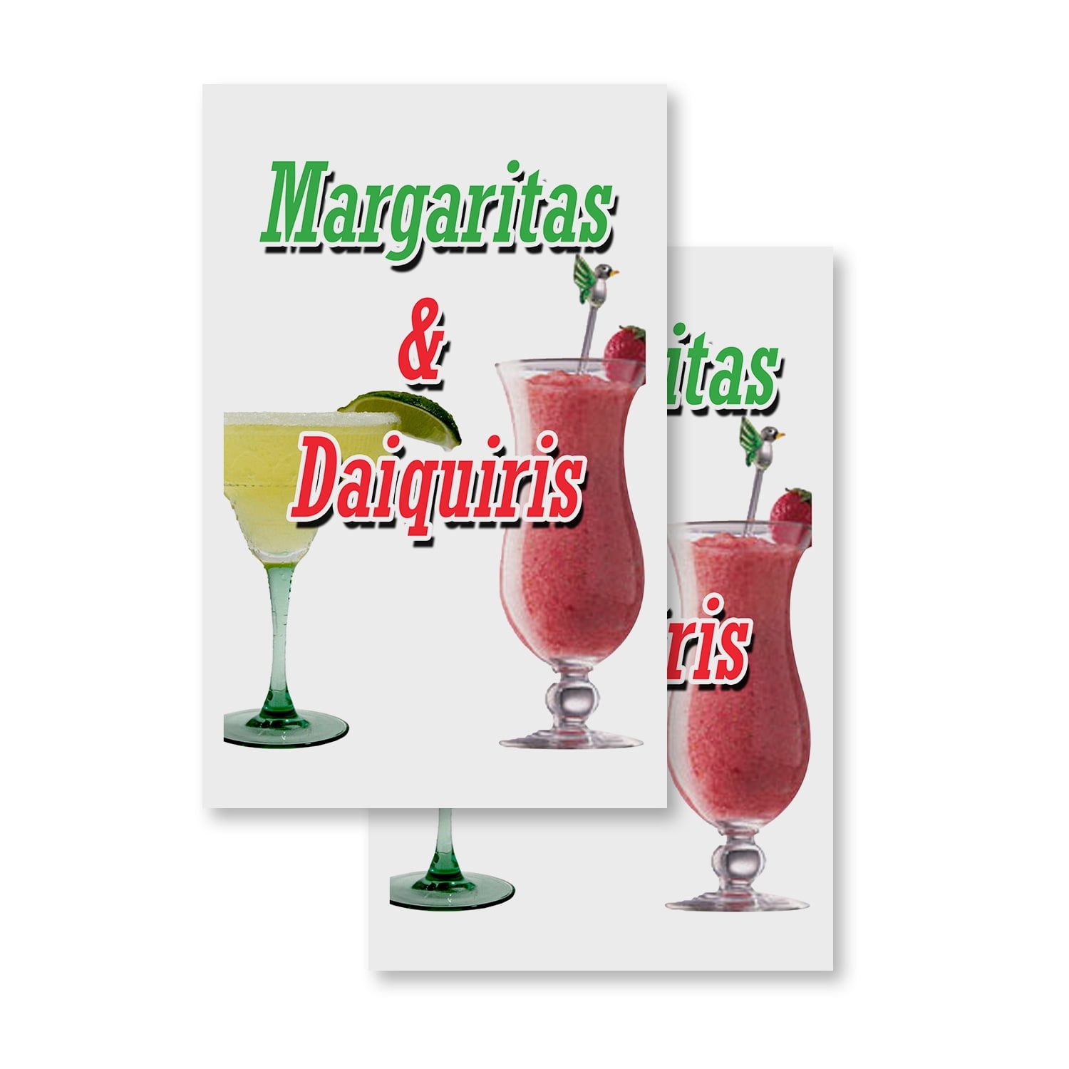 Margaritas & Daiquiris (2-PACK) 24" x 36" Vinyl Decals | Sign Insert ...