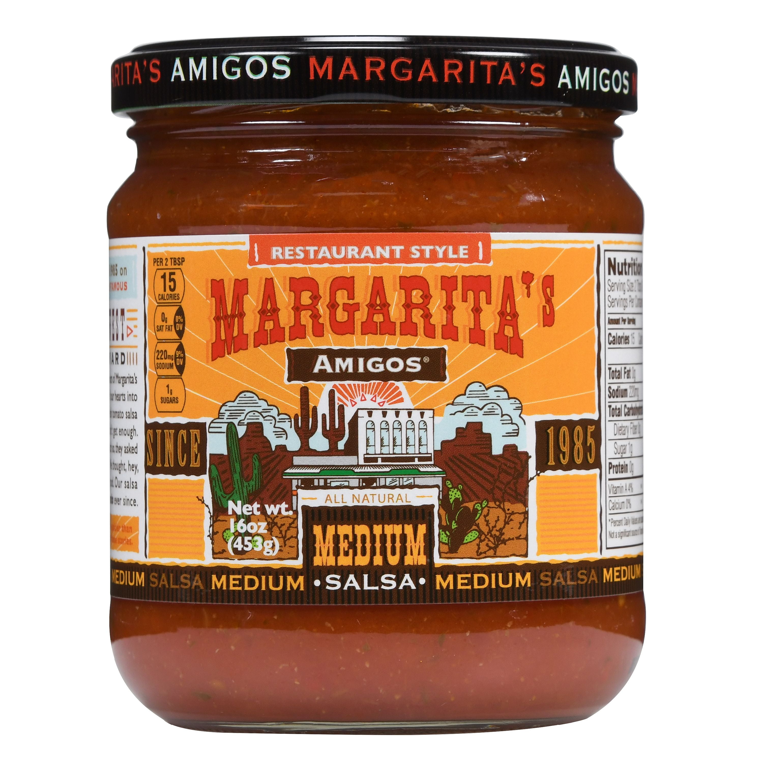 Margarita's Medium Salsa 16oz Restaurant Style Fresh Ingredients Wide Mouth Jar - Walmart.com