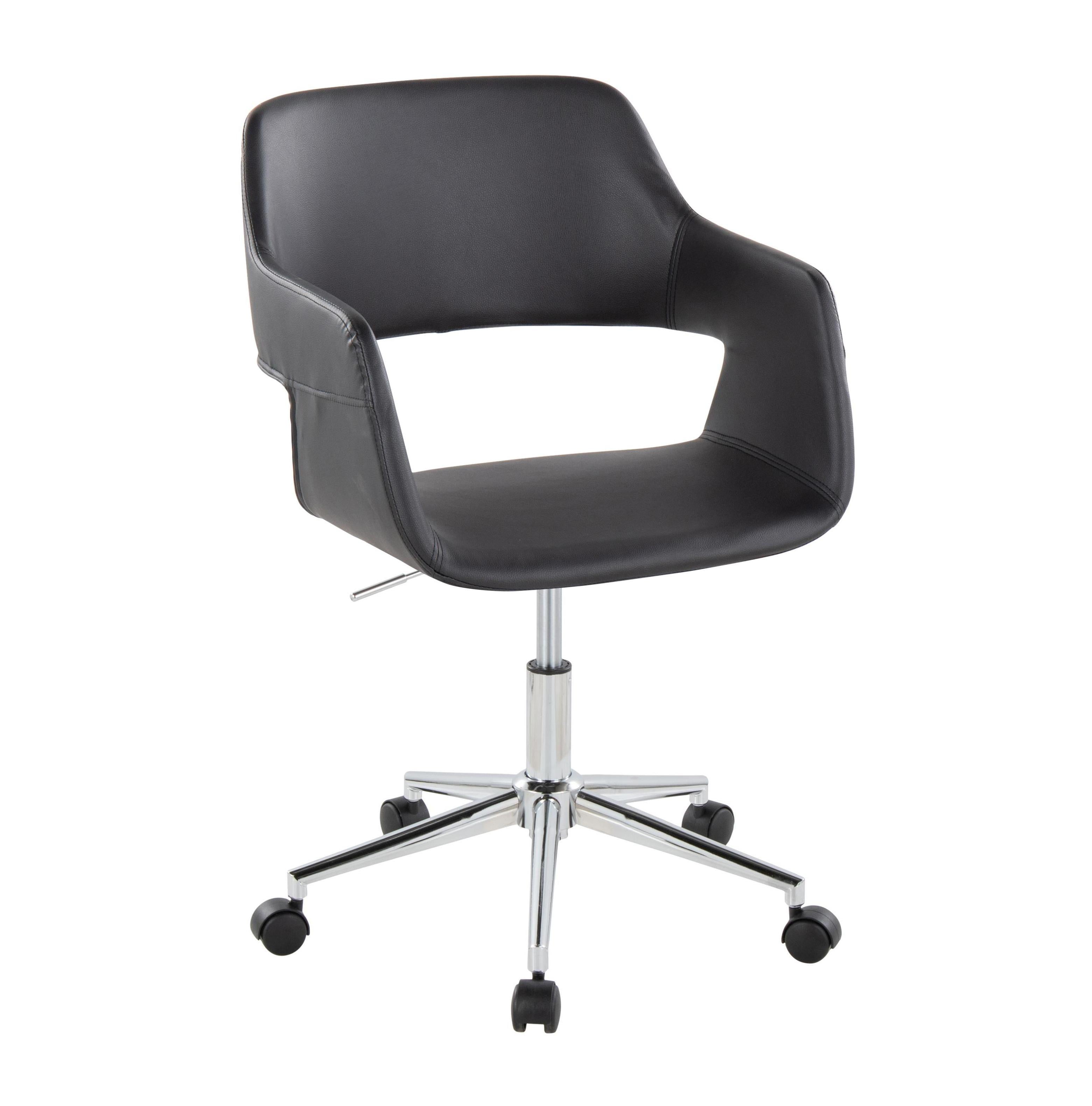 Margarite Contemporary Task Chair in Metal and Black Faux Leather by ...