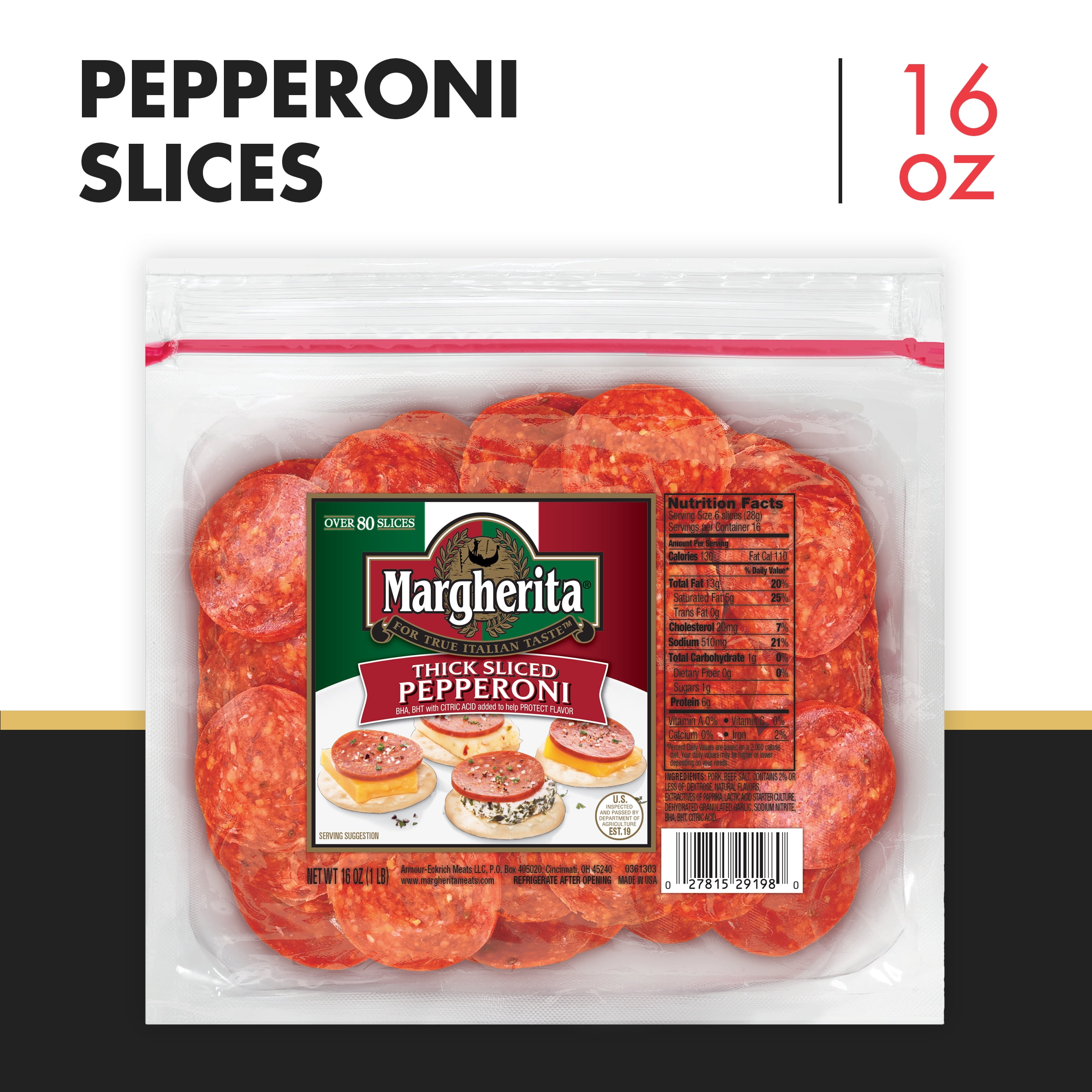 Margherita Pepperoni Slices, 16 oz - Walmart.com