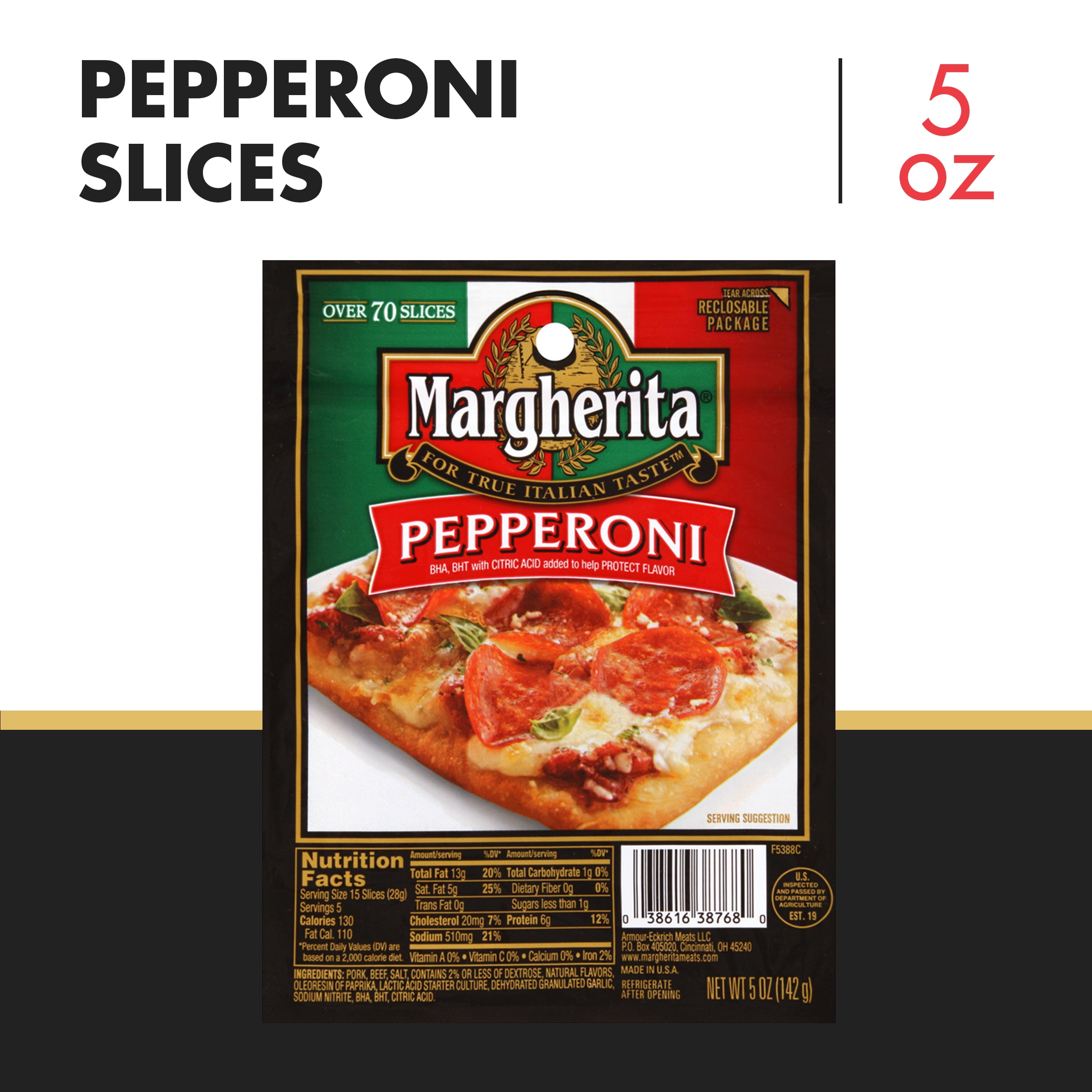 Margherita Deli Pre-Sliced Pepperoni 5 oz for Pizza Salads Pasta and ...