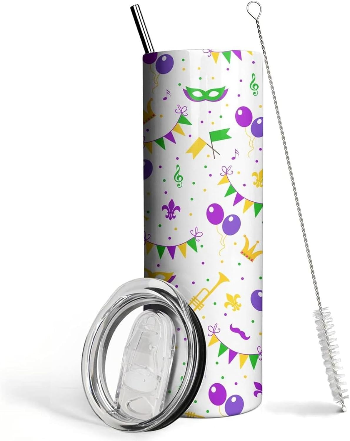 Margi Gras Gifts,Mardi Gras Tumbler with Lid and Straw,20 Oz Mardi Gras ...