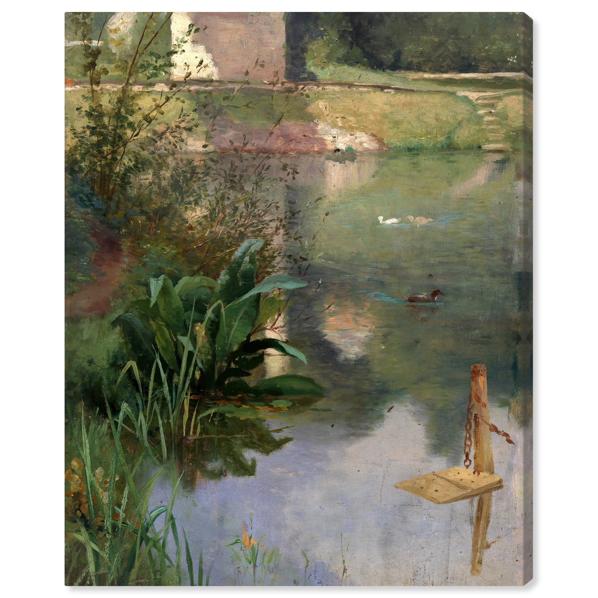 Margin Of A Moat Canvas Vintage Classic Landscape Art by Art Remedy ...