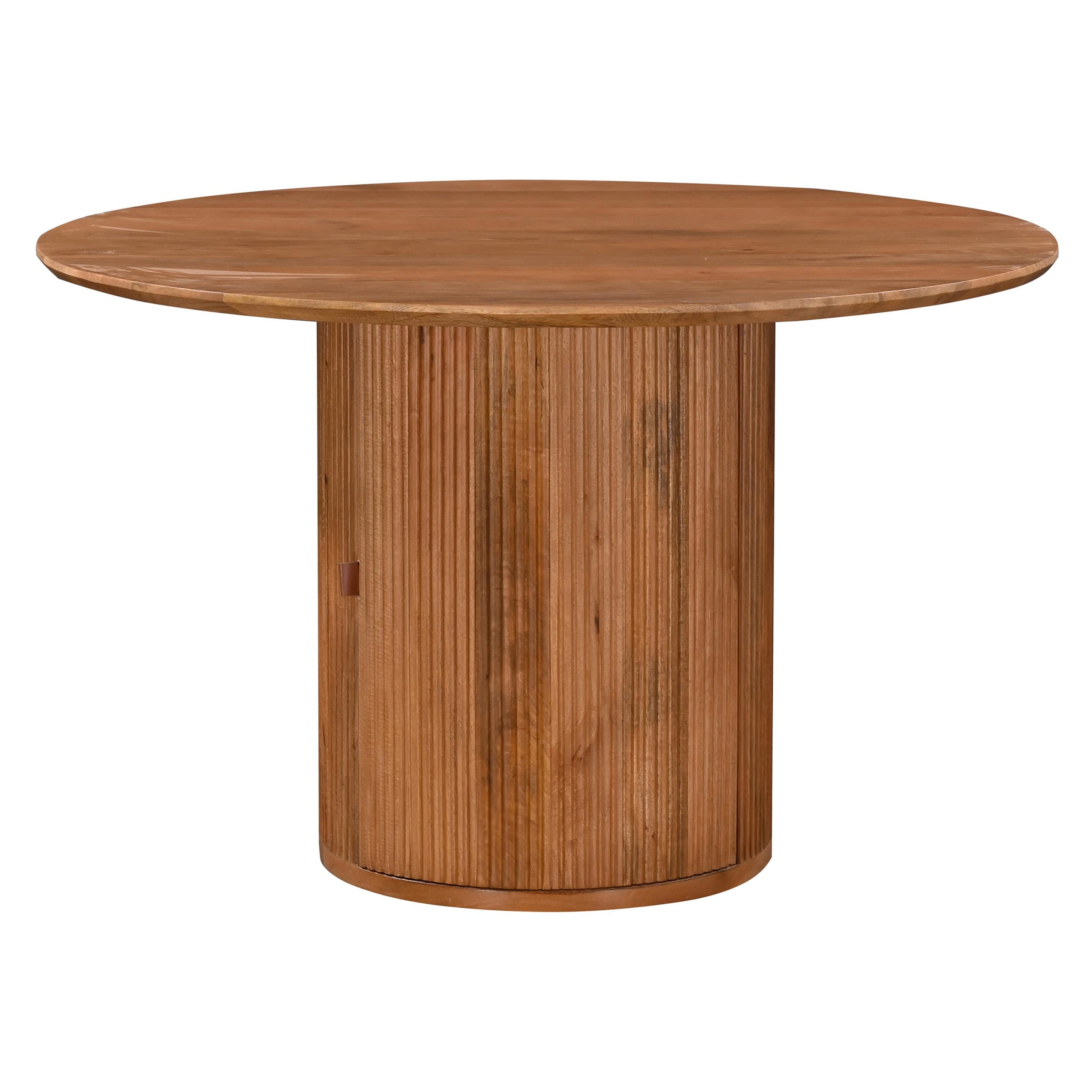 Margot 47 in. Wood Round Dining Table with Storage Light Brown Finish - Walmart.com
