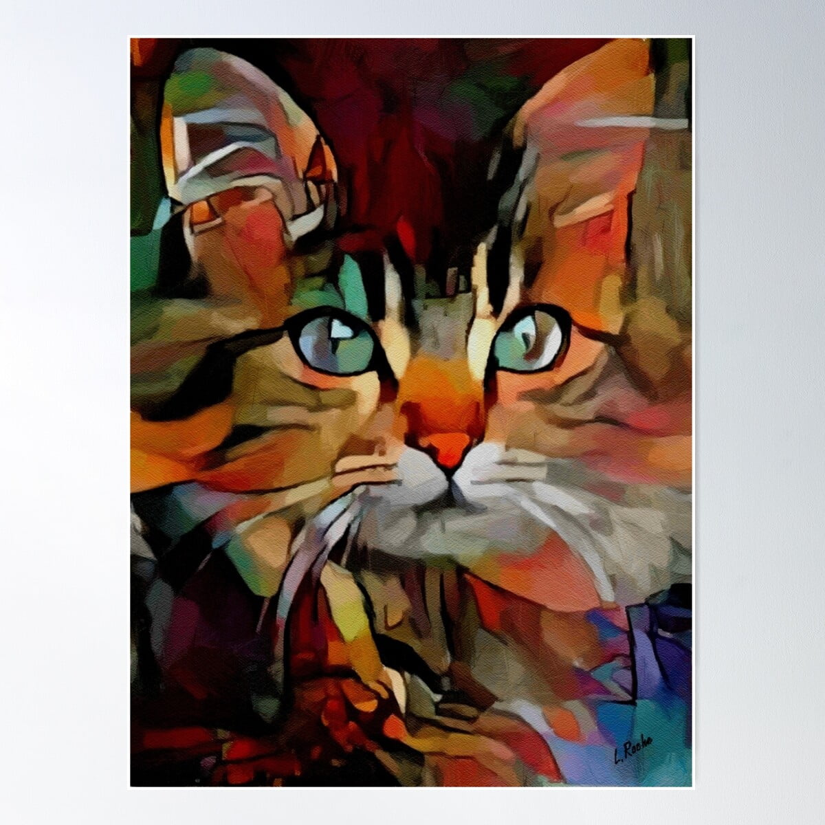 Margot, Cat, Chat, Cat, Lea Roche Paintings Poster Wall Art, Modern ...